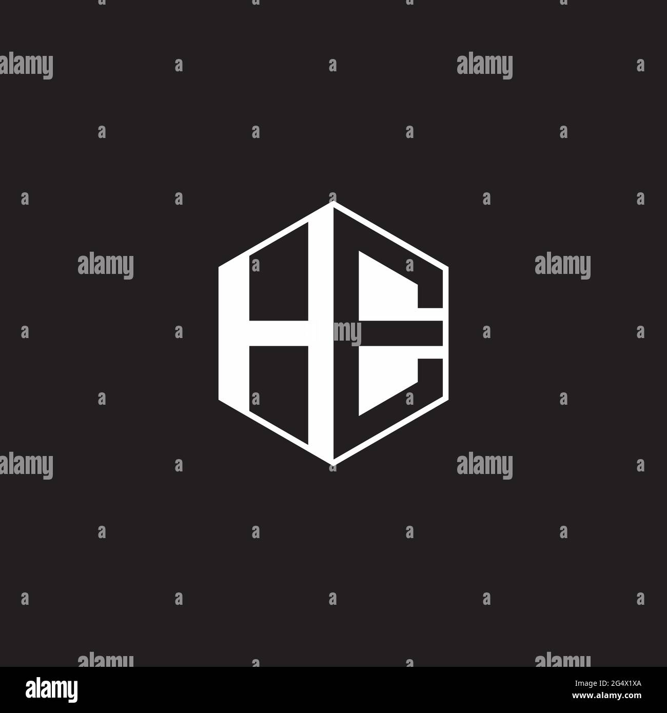 HE H E EH Logo monogram hexagon with black background negative space ...