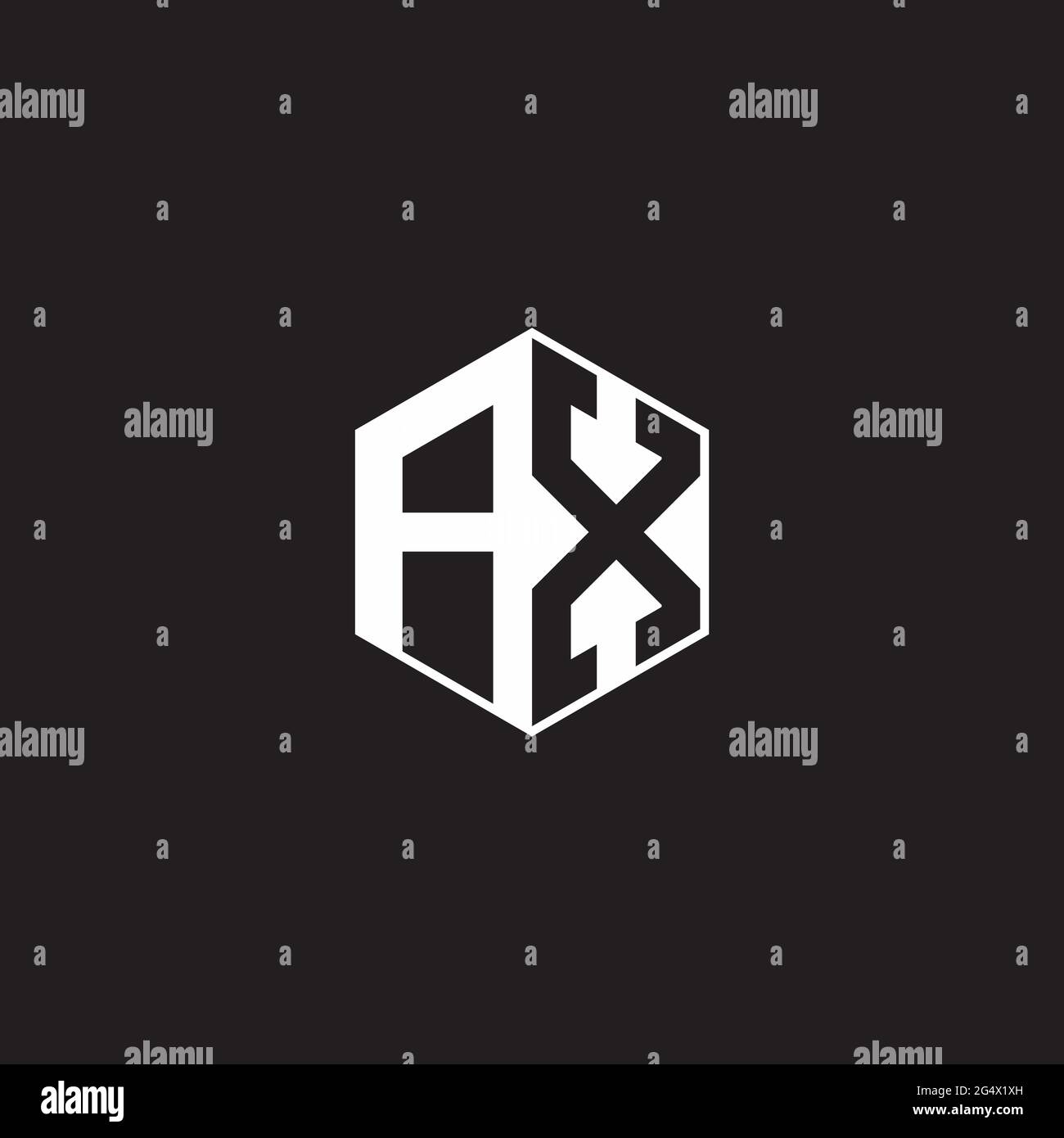 AX A X XA Logo monogram hexagon with black background negative space ...