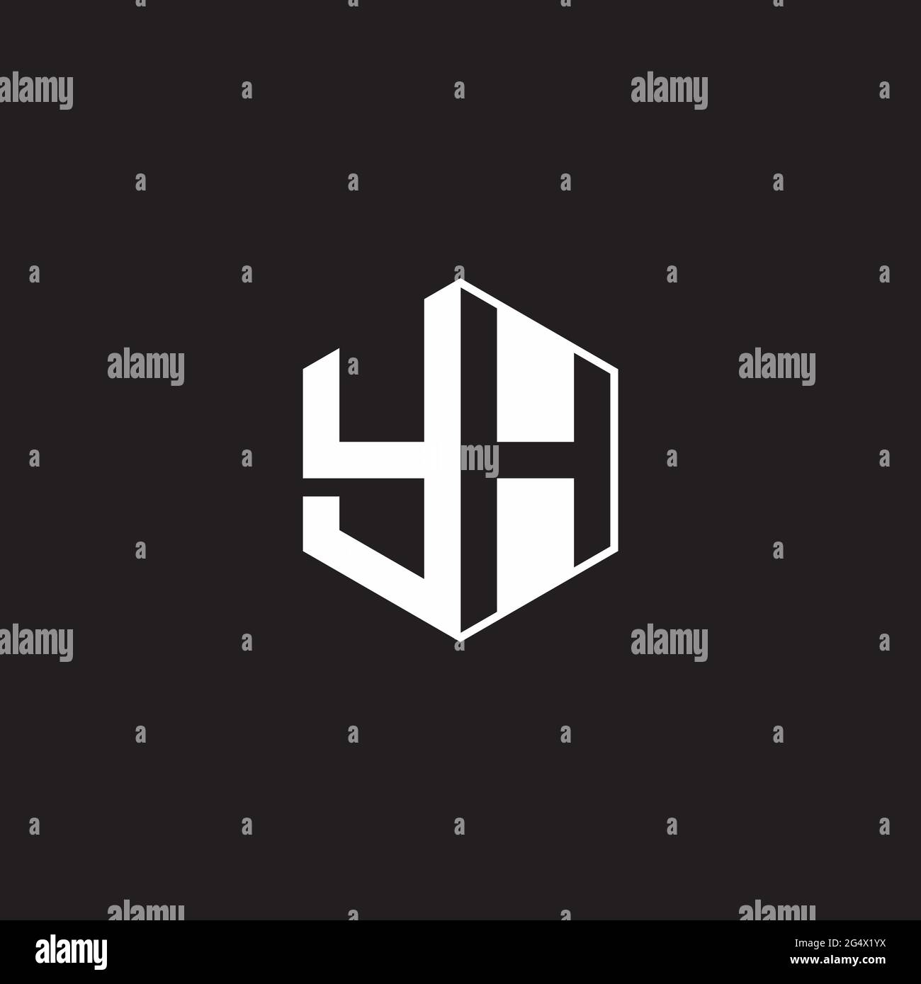 YH Y H HY Logo monogram hexagon with black background negative space ...