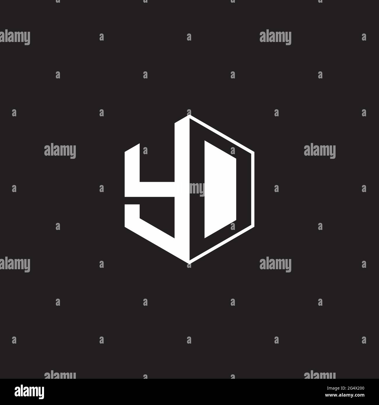 YD Y D DY Logo monogram hexagon with black background negative space ...