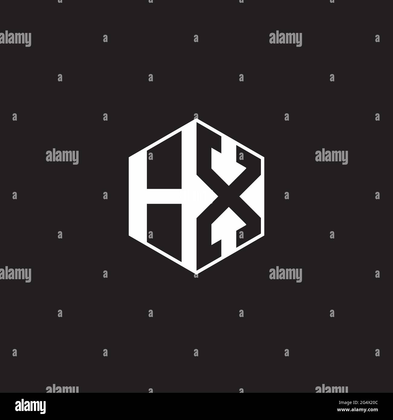 HX H X XH Logo monogram hexagon with black background negative space ...