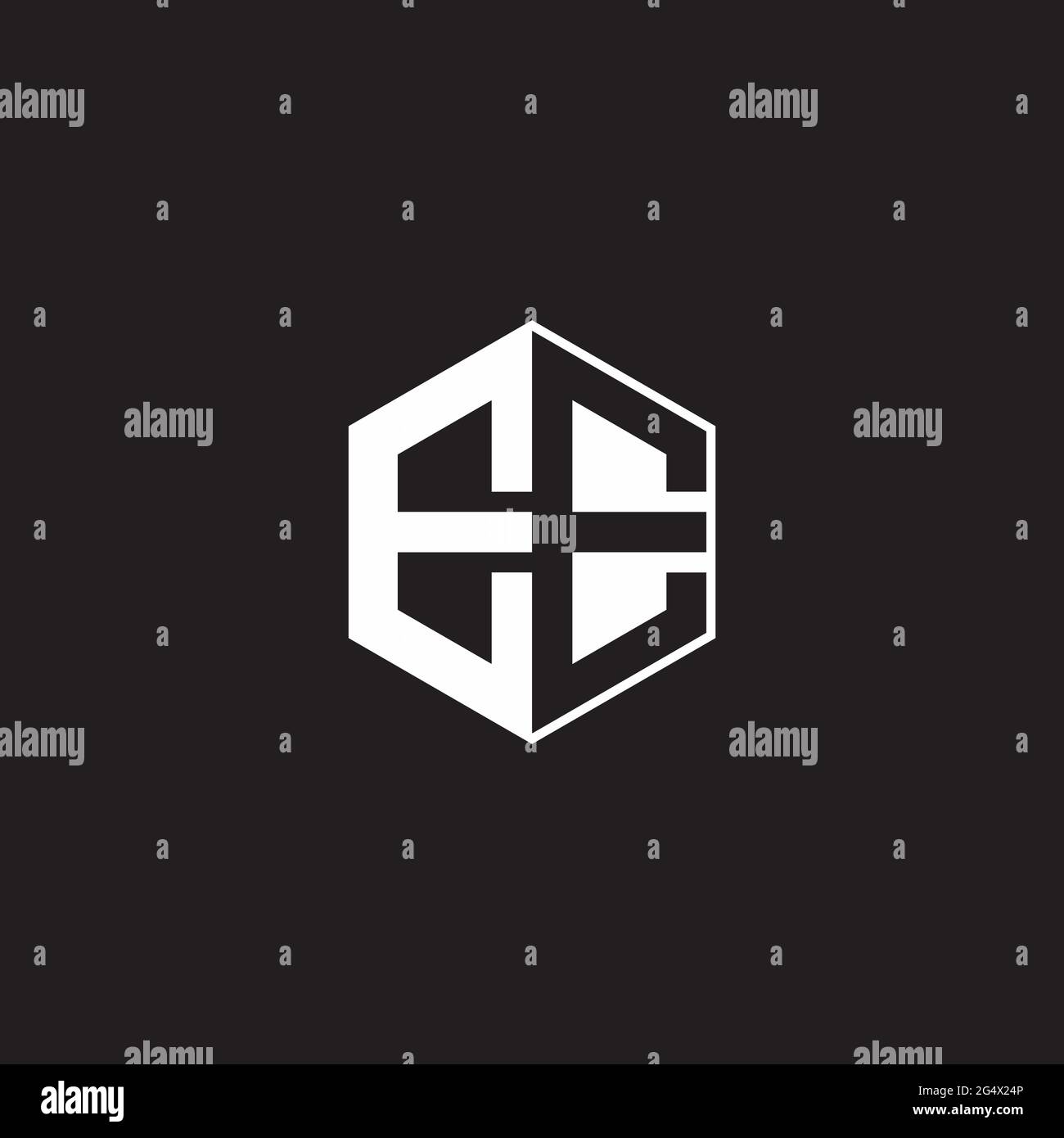 EE E Logo monogram hexagon with black background negative space style Stock Vector Image & Art ...