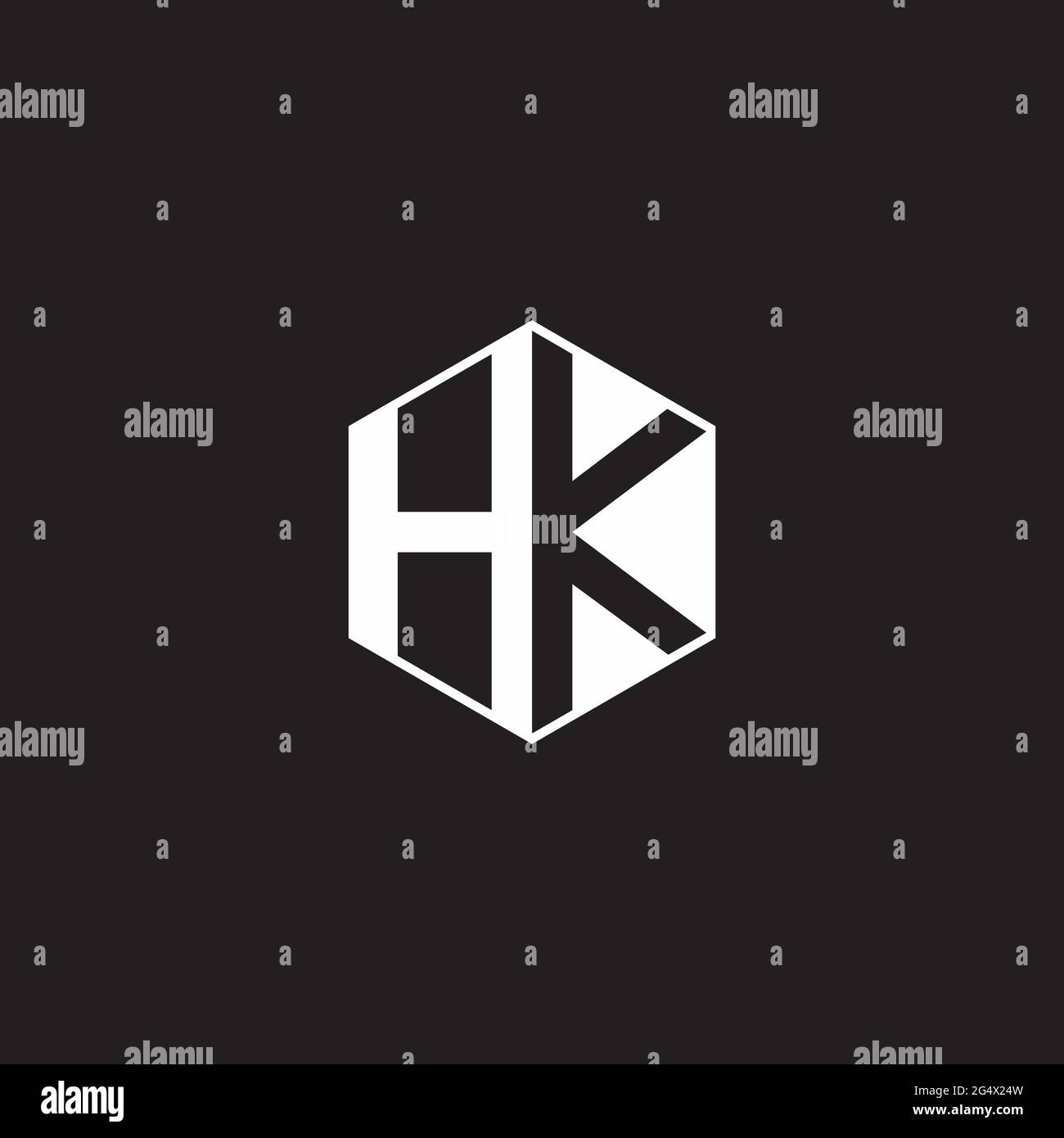 HK H K KH Logo monogram hexagon with black background negative space ...