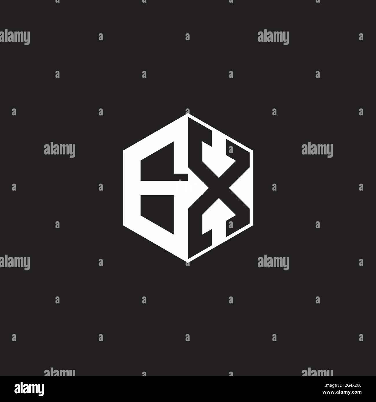GX G X XG Logo monogram hexagon with black background negative space style Stock Vector Image ...