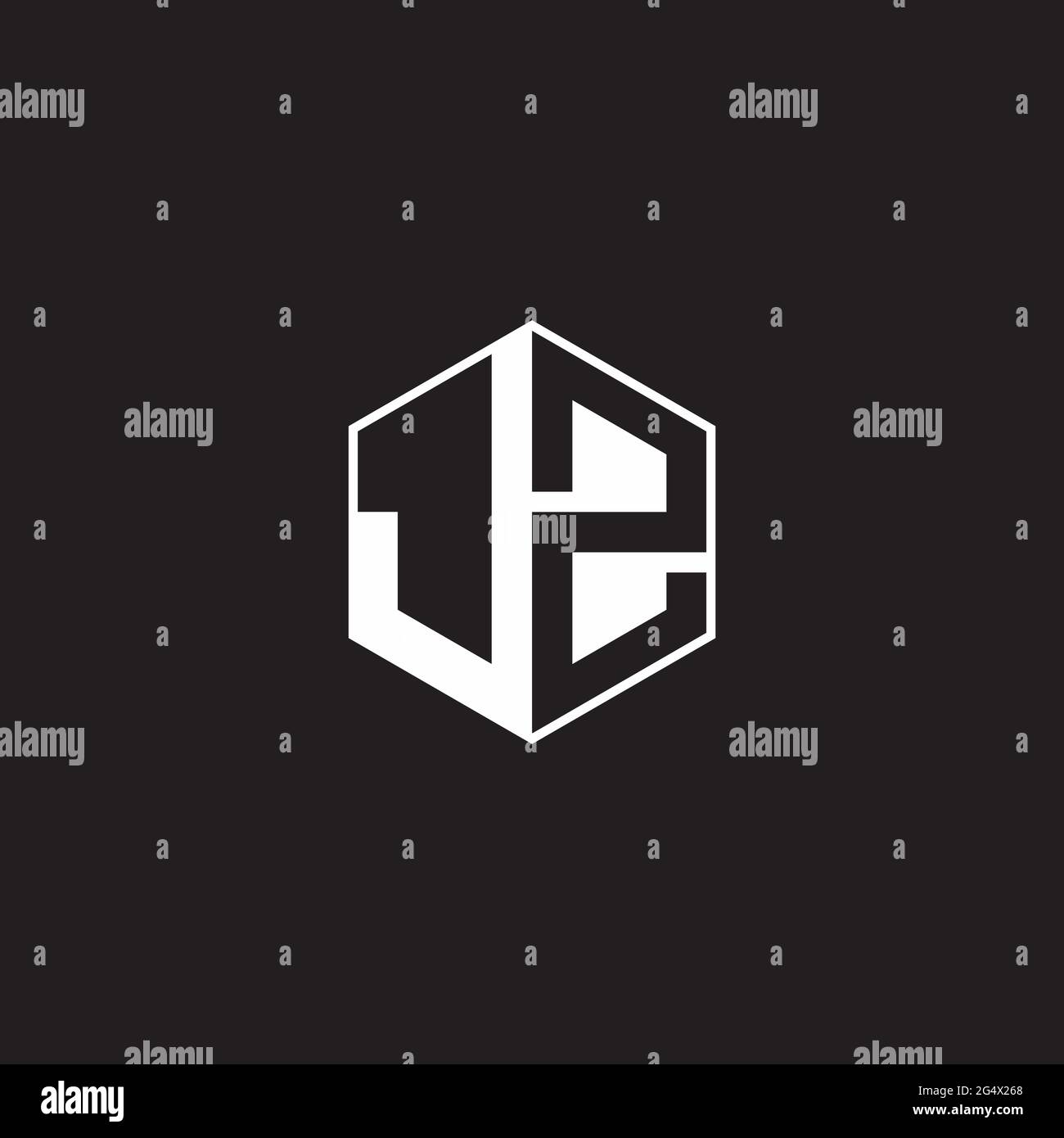 JZ J Z ZJ Logo monogram hexagon with black background negative space ...