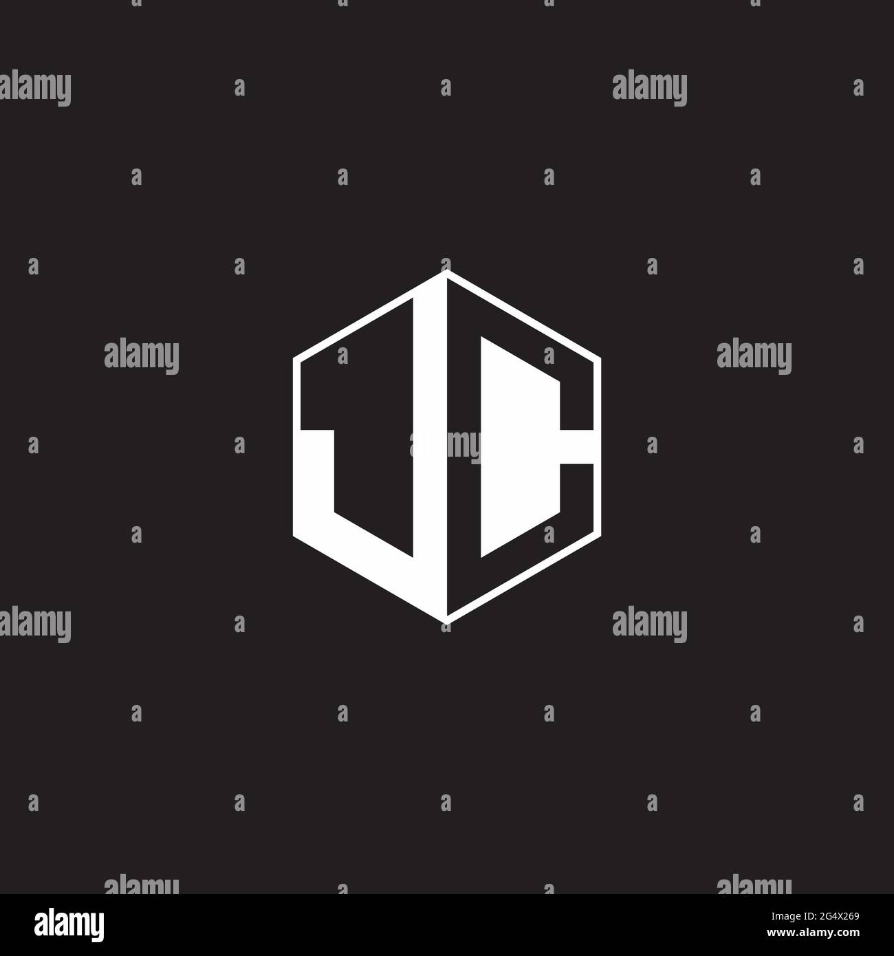 JC J C CJ Logo monogram hexagon with black background negative space ...