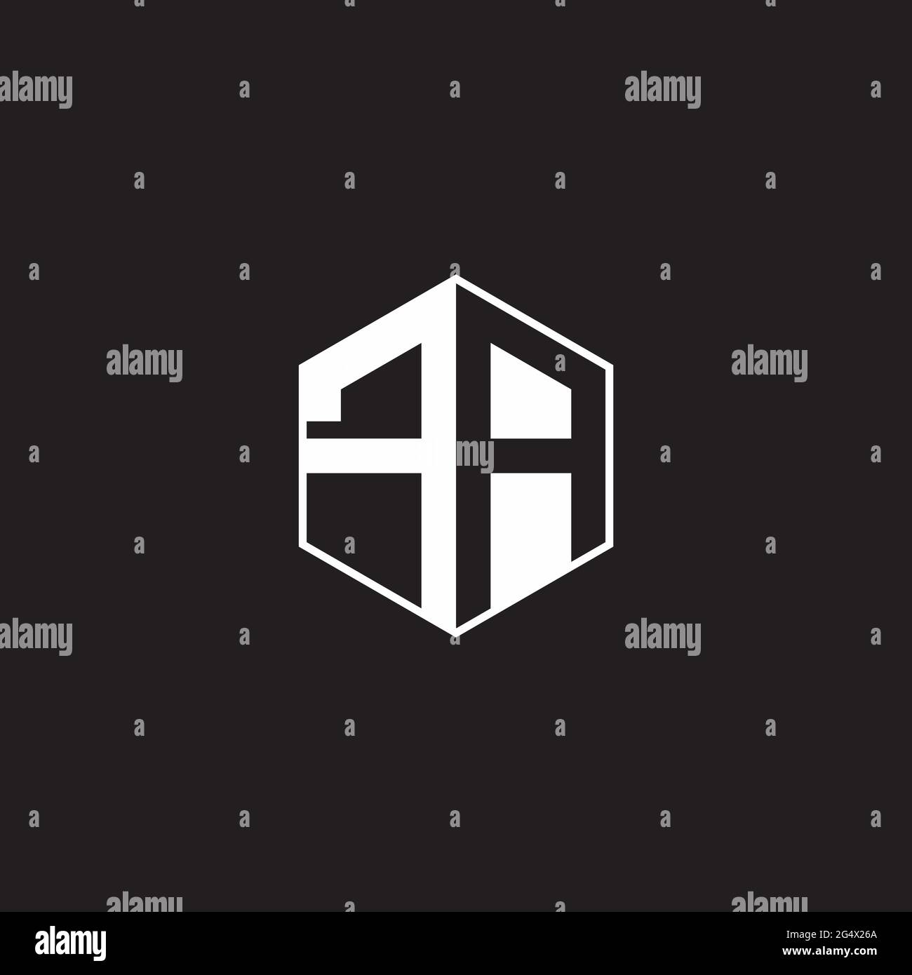 FA F A AF Logo monogram hexagon with black background negative space ...