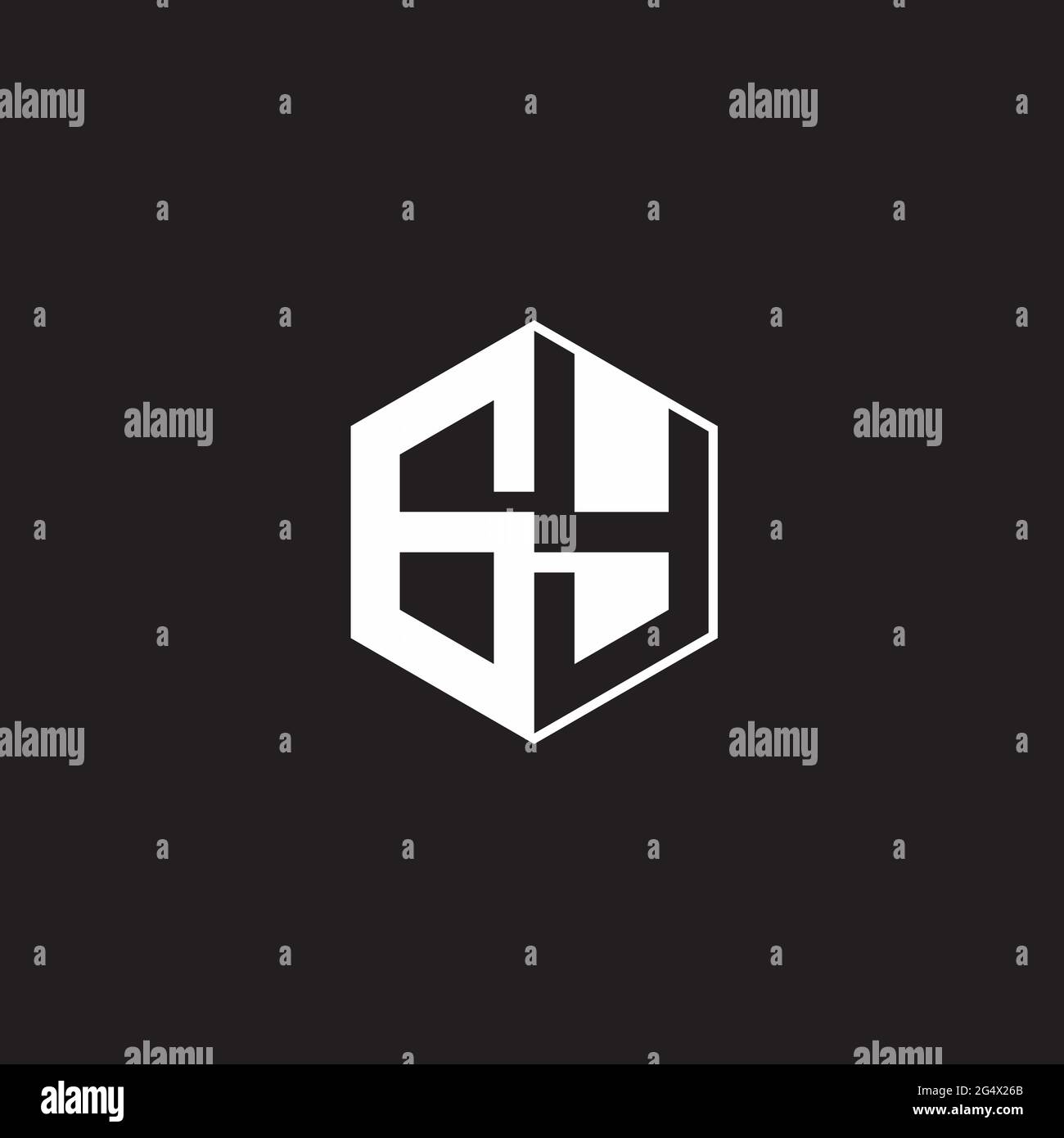 GY G Y YG Logo monogram hexagon with black background negative space ...