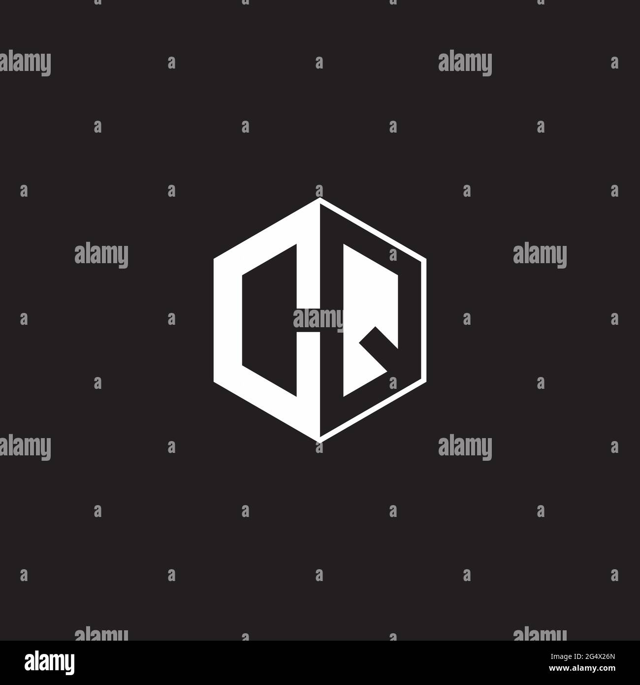 CQ C Q QC Logo monogram hexagon with black background negative space ...
