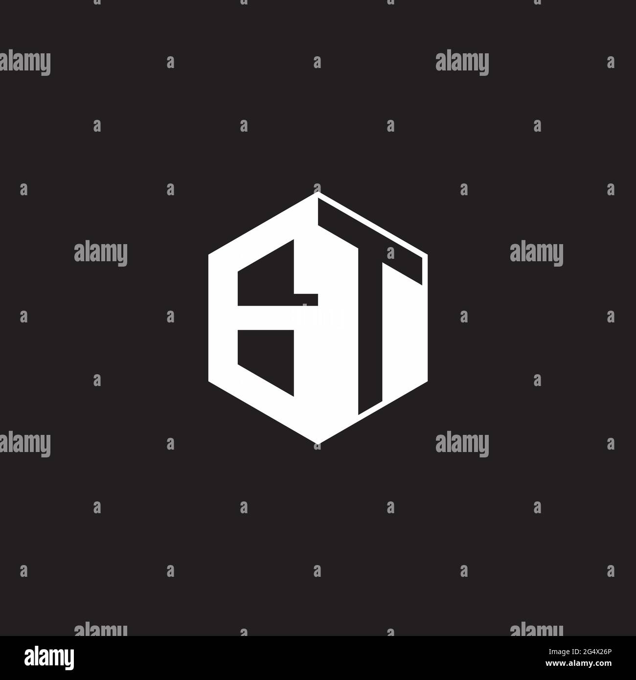 GT G T TG Logo monogram hexagon with black background negative space ...