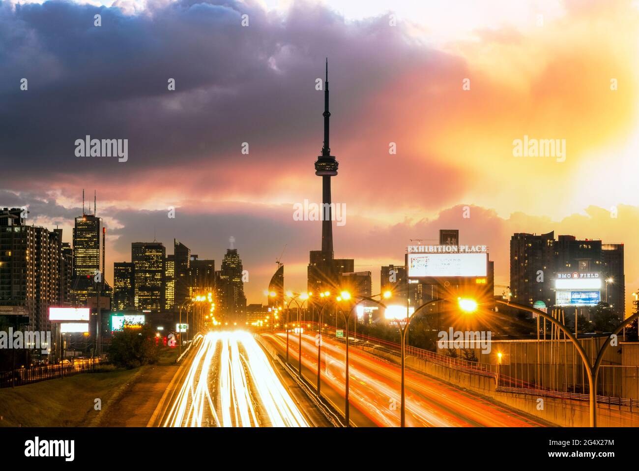 Toronto skyline during the twilight, Canada Stock Photo - Alamy