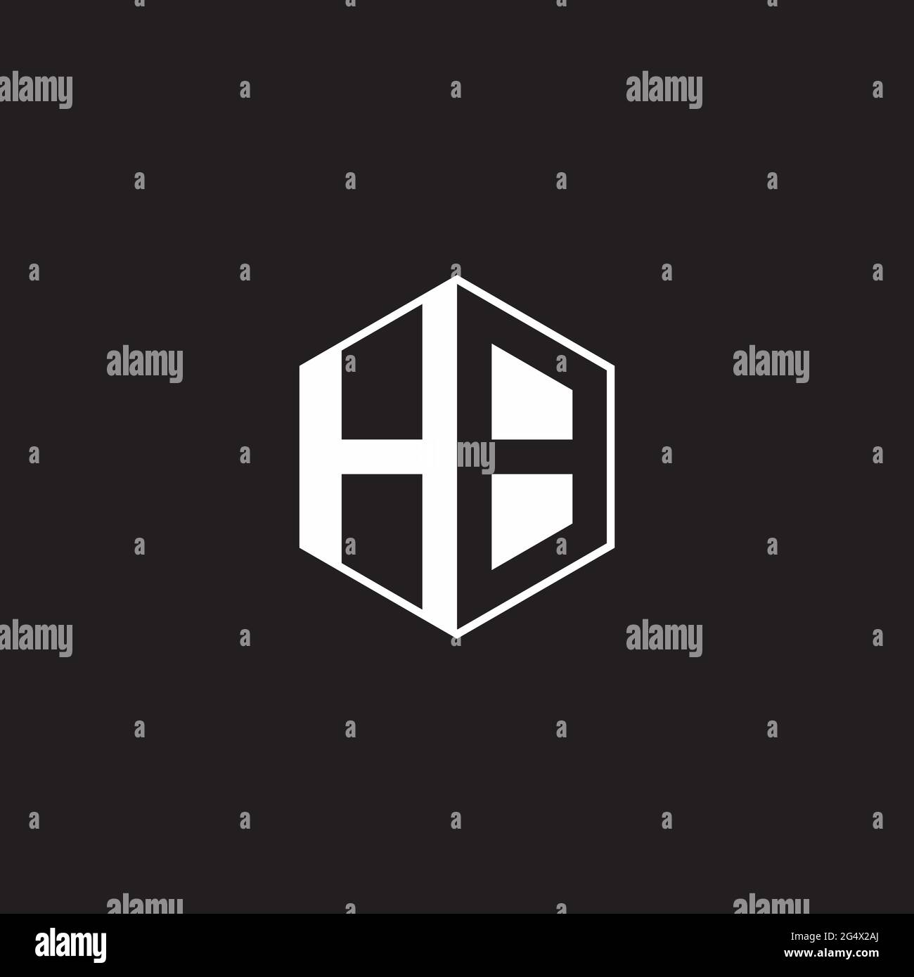 HB H B BH Logo monogram hexagon with black background negative space ...