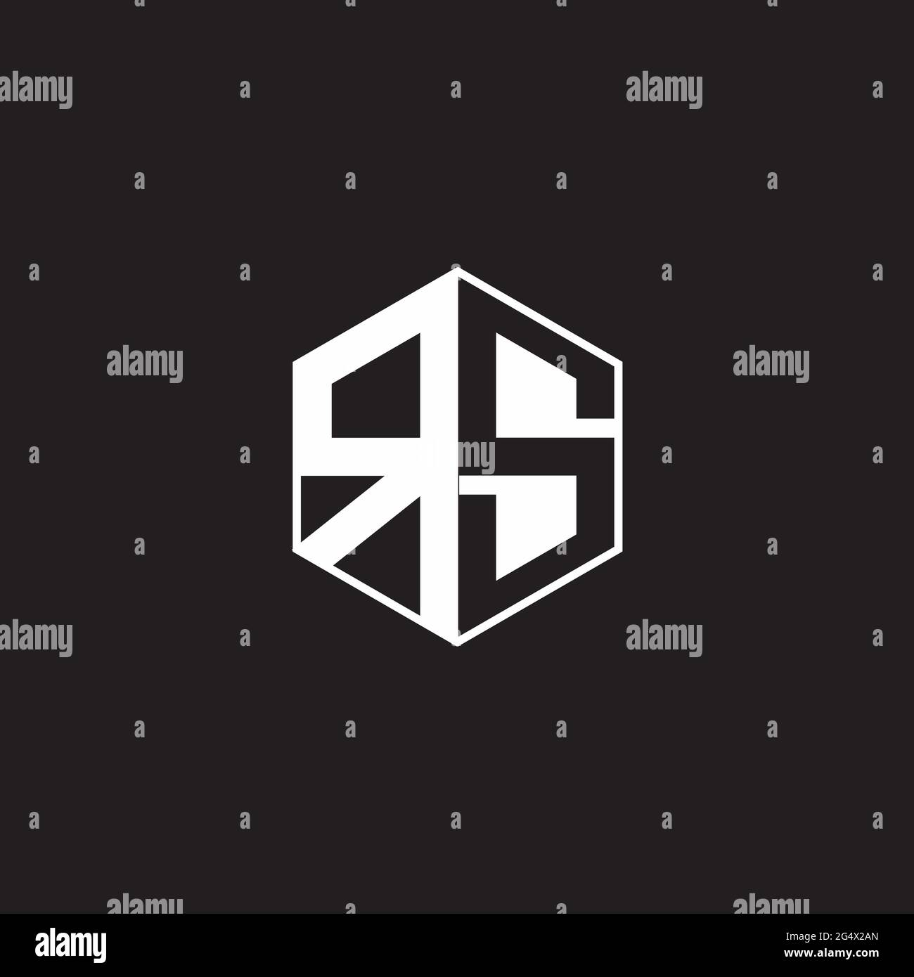 RS R S SR Logo monogram hexagon with black background negative space ...
