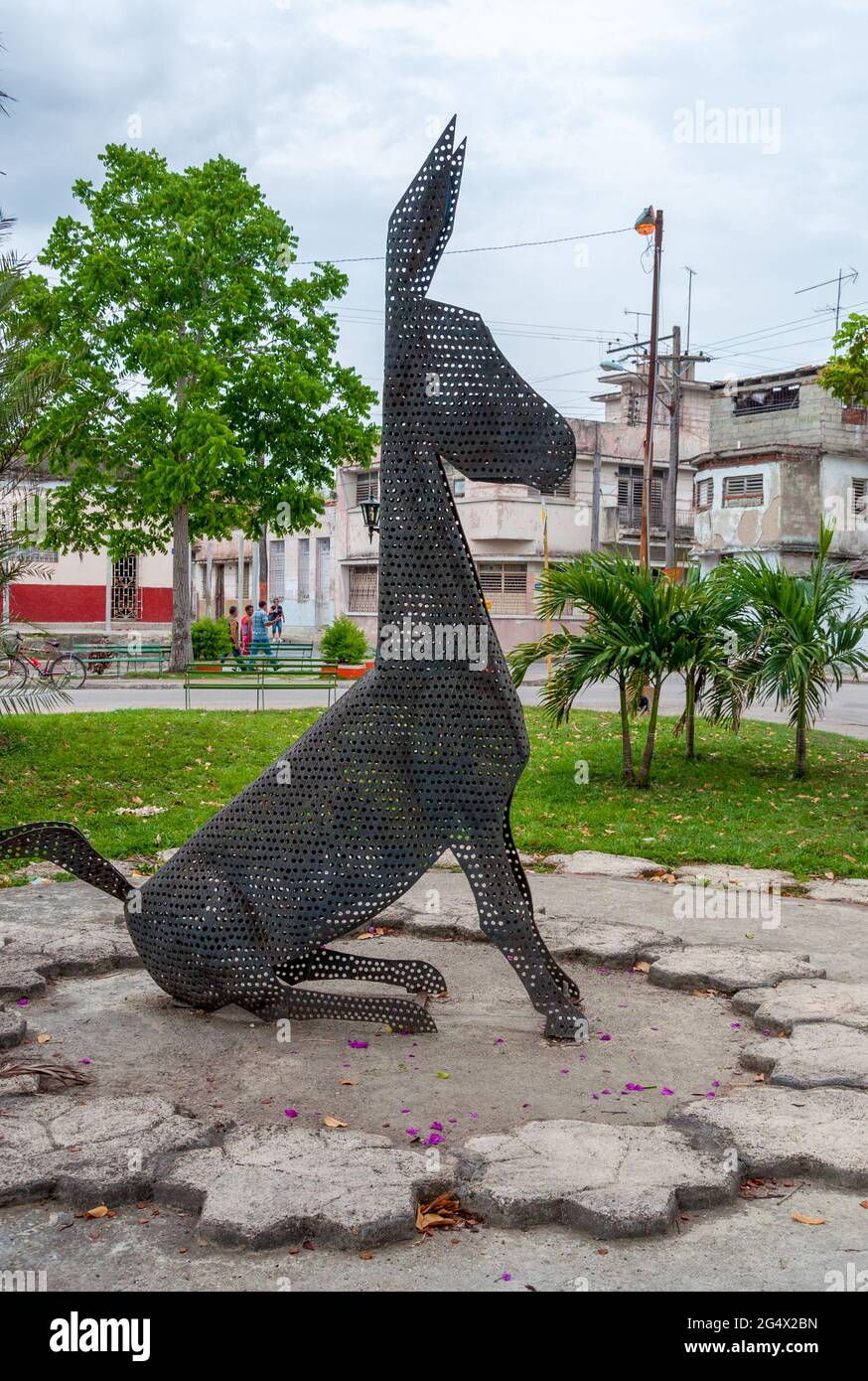 Statue of Perico Donkey in the center of a small park, El Burro Perico ...