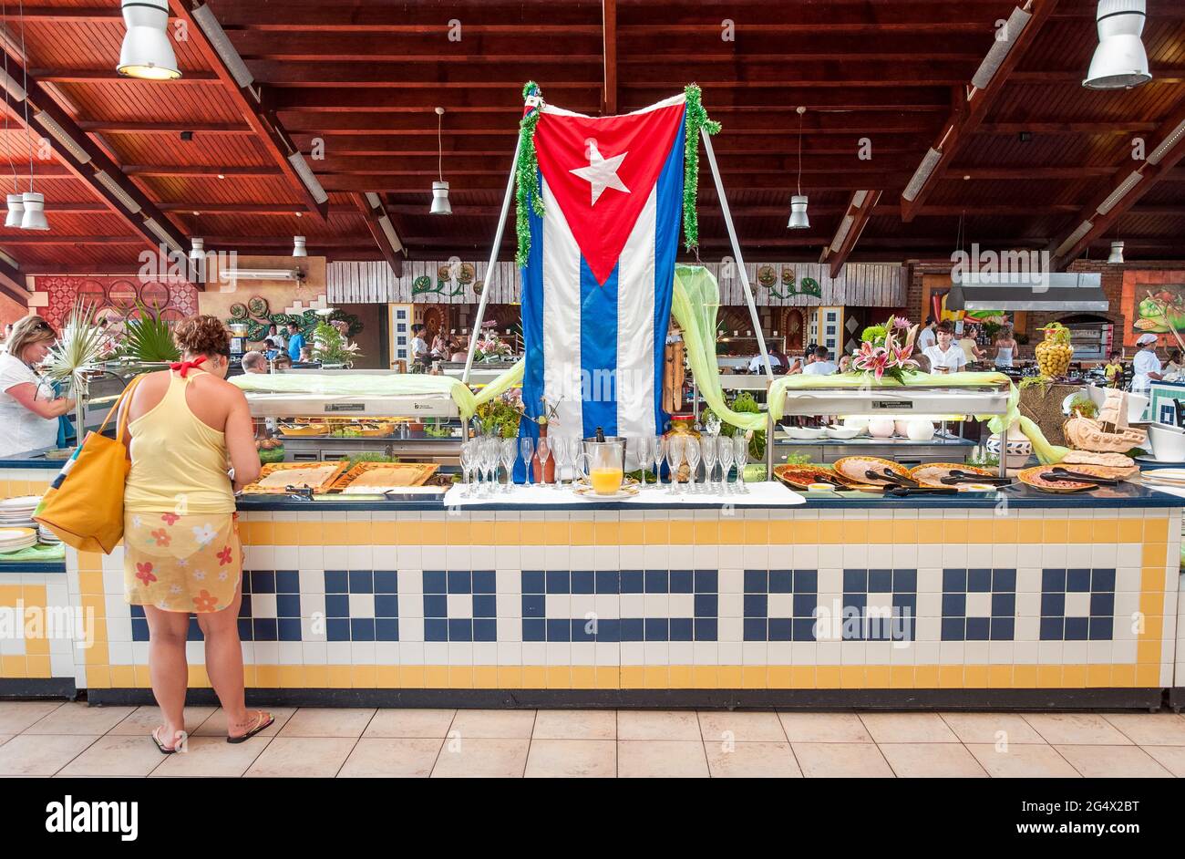 Cuban buffet restaurant with a flag in the middle. Resort in Santa ...