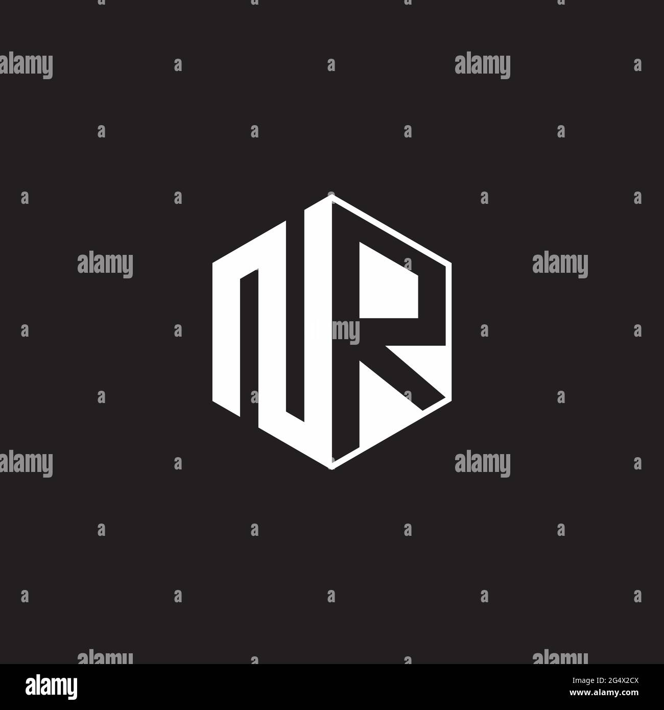 NR N R RN Logo monogram hexagon with black background negative space ...