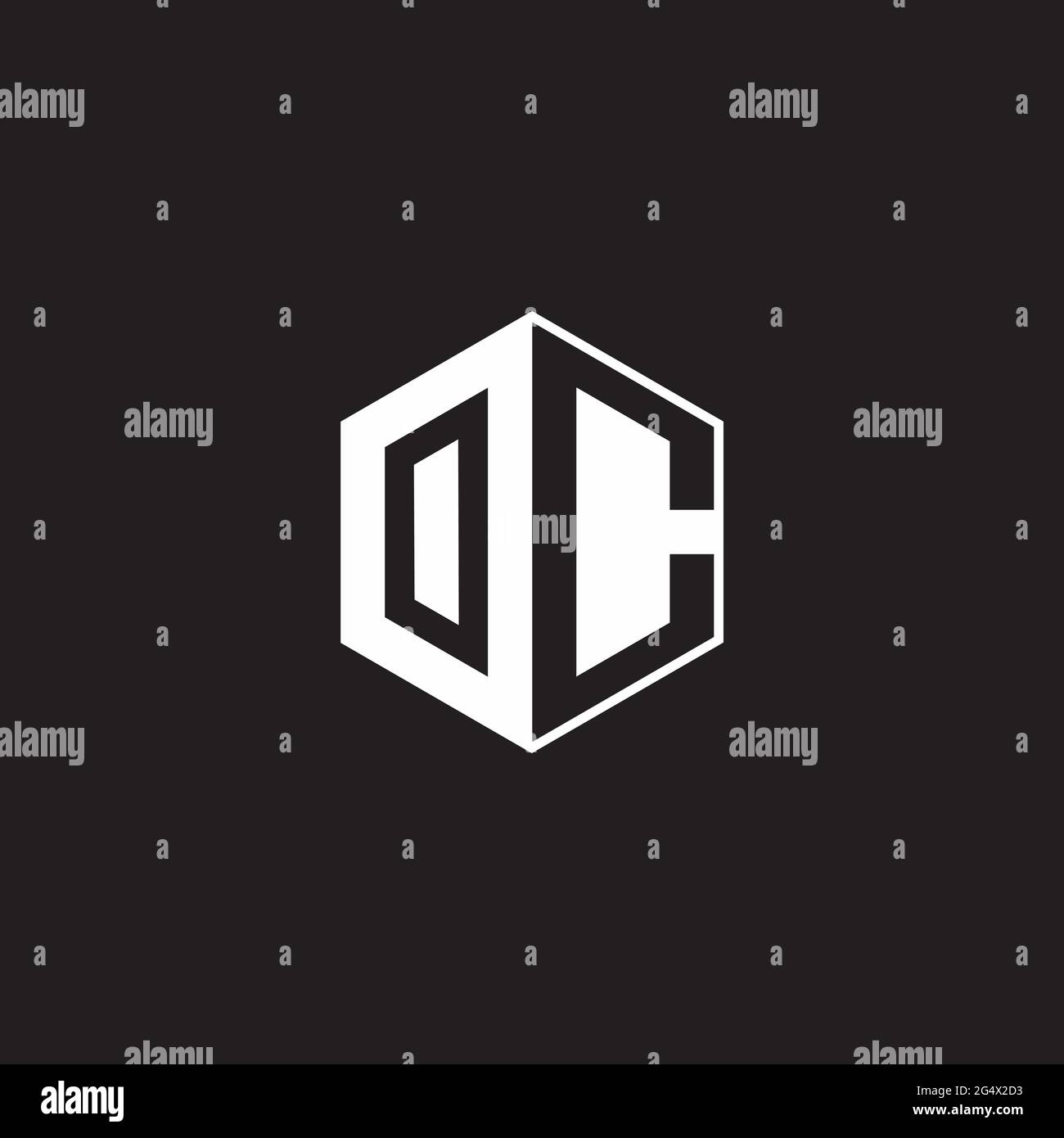 OC O C CO Logo monogram hexagon with black background negative space ...