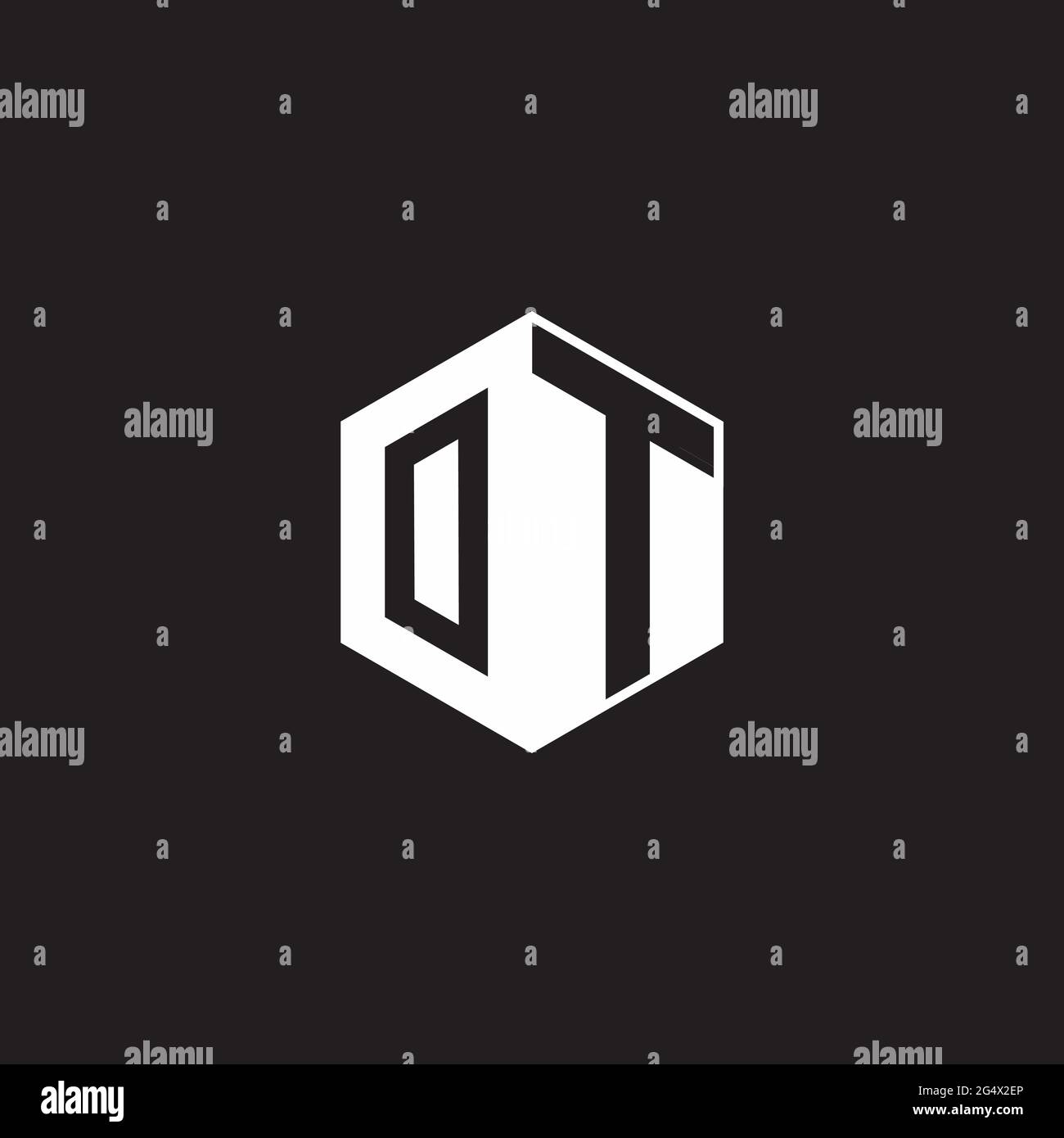 OT O T TO Logo monogram hexagon with black background negative space ...