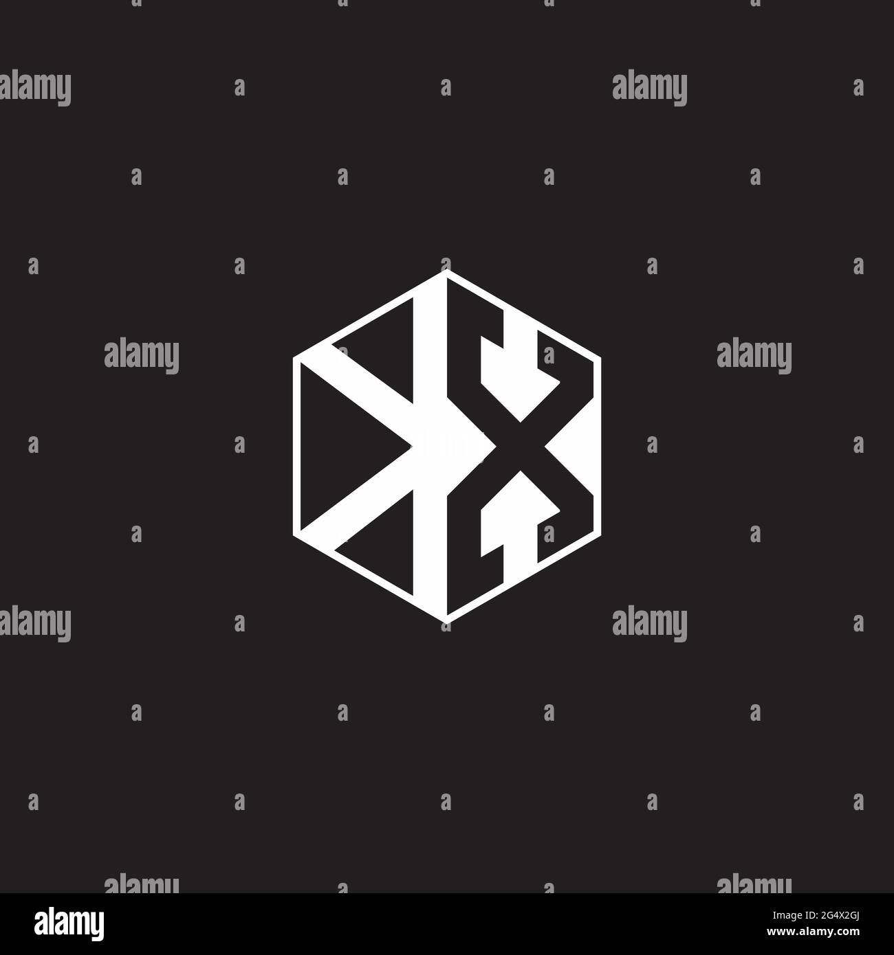 KX K X XK Logo monogram hexagon with black background negative space ...