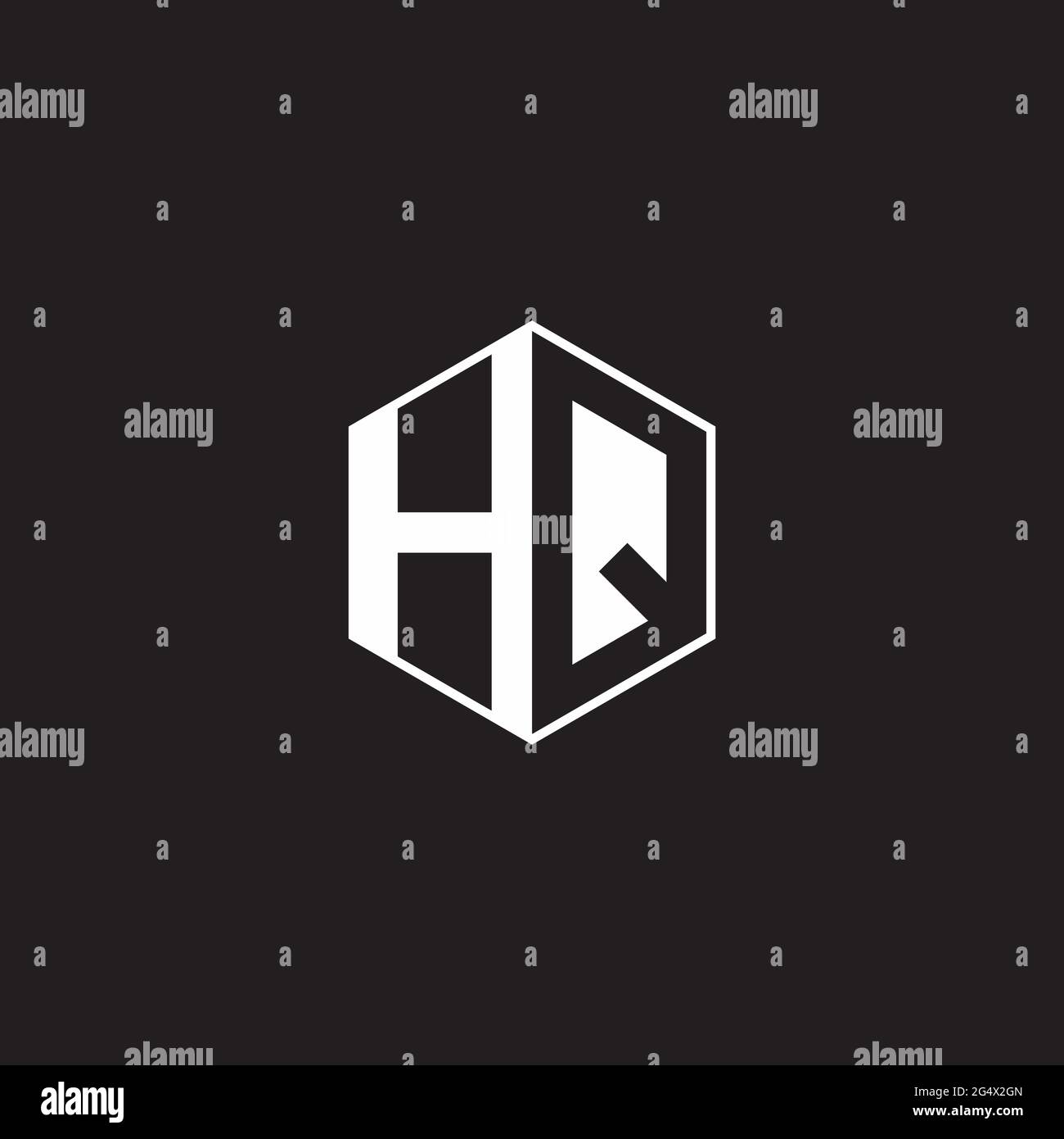 HQ H Q QH Logo monogram hexagon with black background negative space ...