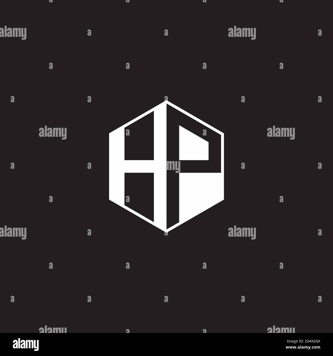 HP H P PH Logo monogram hexagon with black background negative space ...