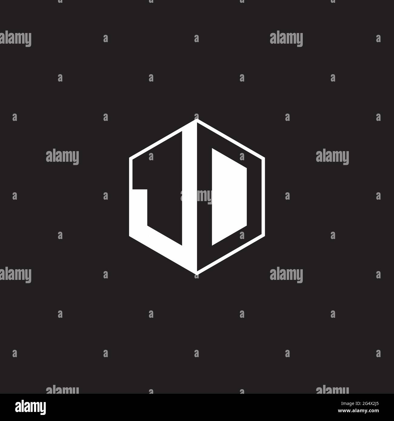JD J D DJ Logo monogram hexagon with black background negative space ...