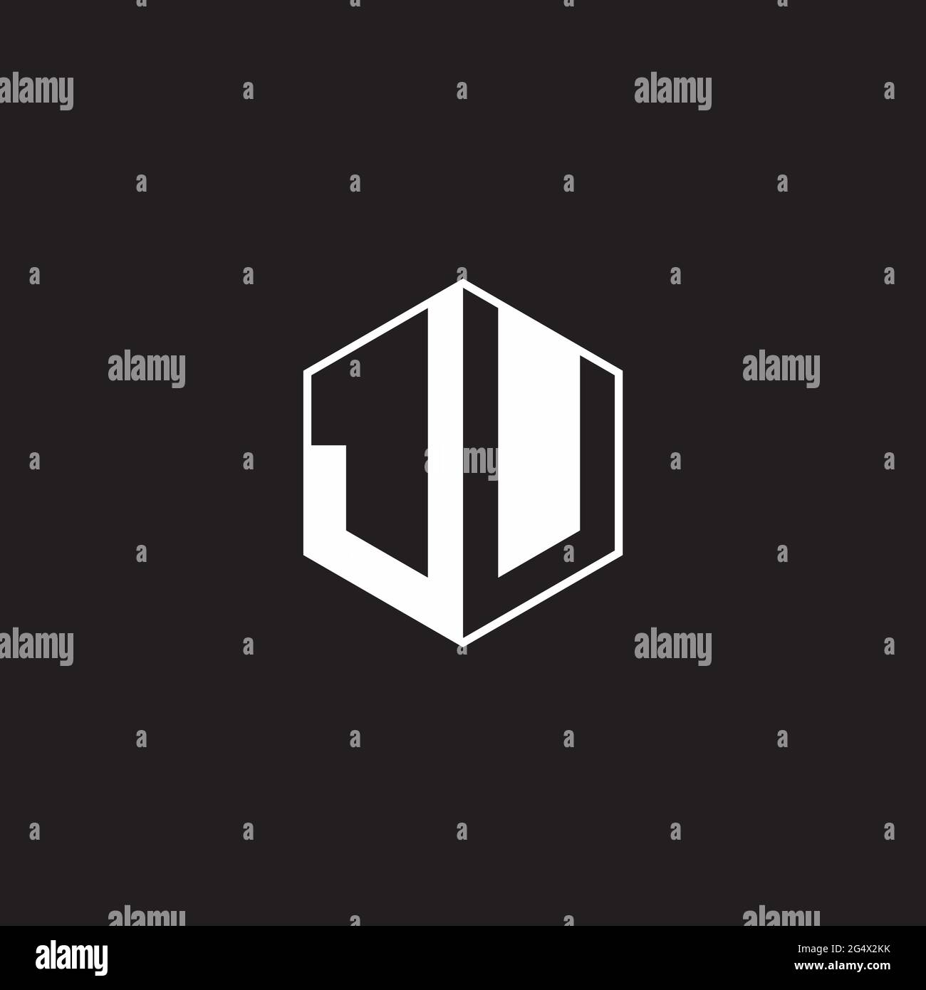 JU J U UJ Logo monogram hexagon with black background negative space ...