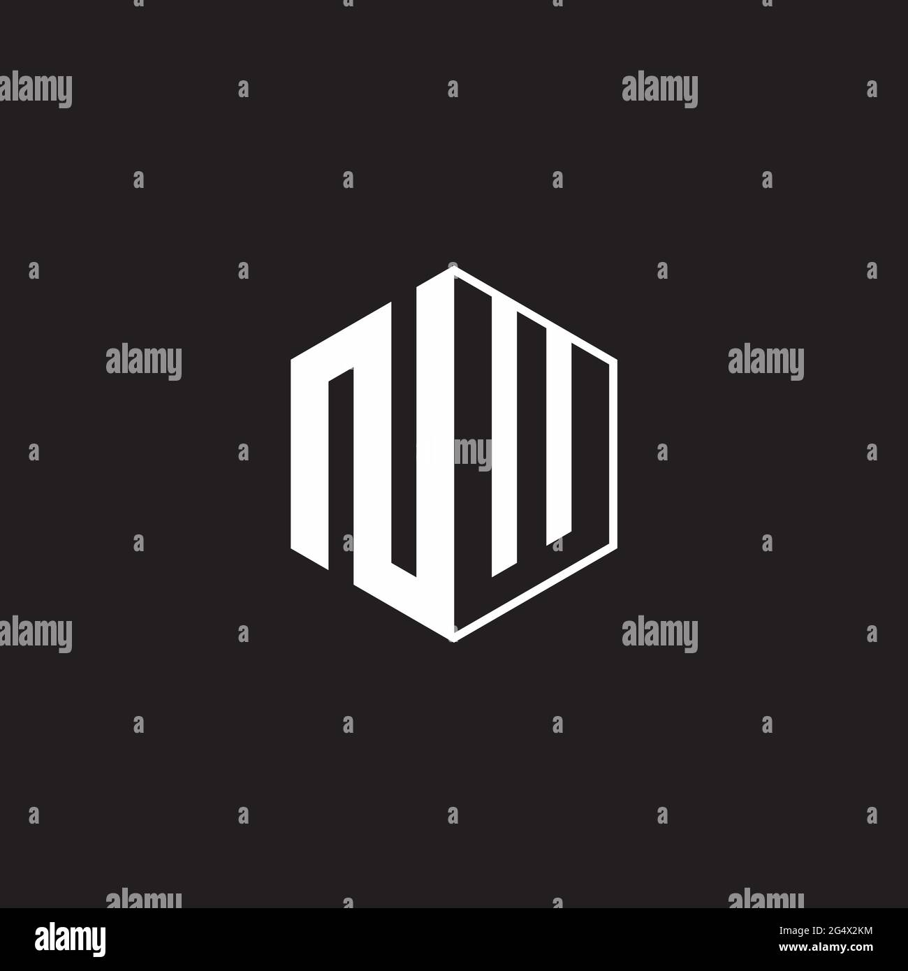 NW N W WN Logo monogram hexagon with black background negative space ...