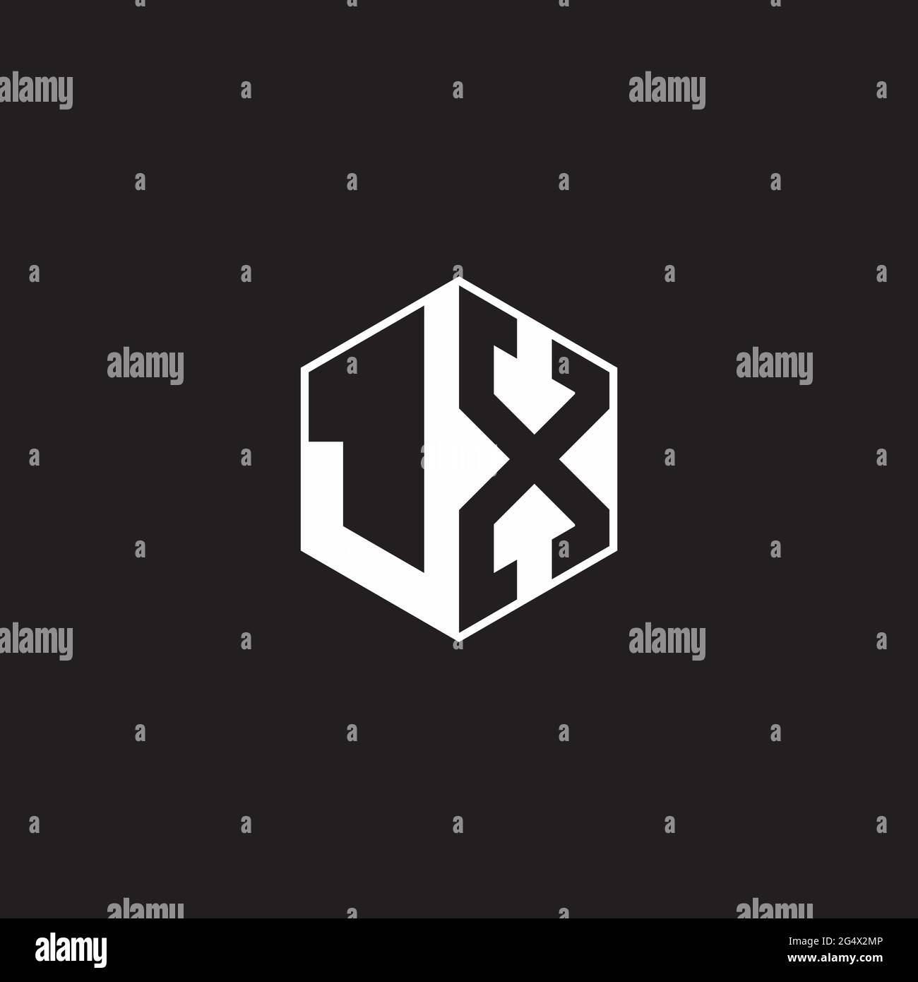 JX J X XJ Logo monogram hexagon with black background negative space ...