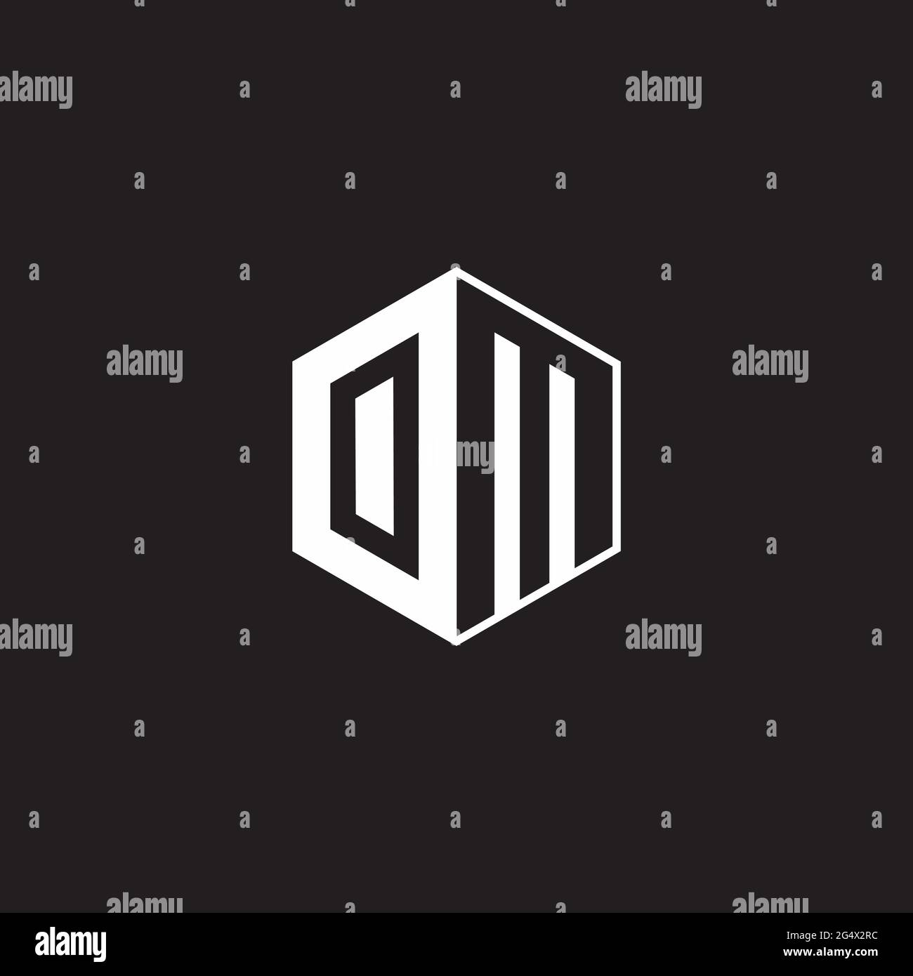 OM O M MO Logo monogram hexagon with black background negative space ...
