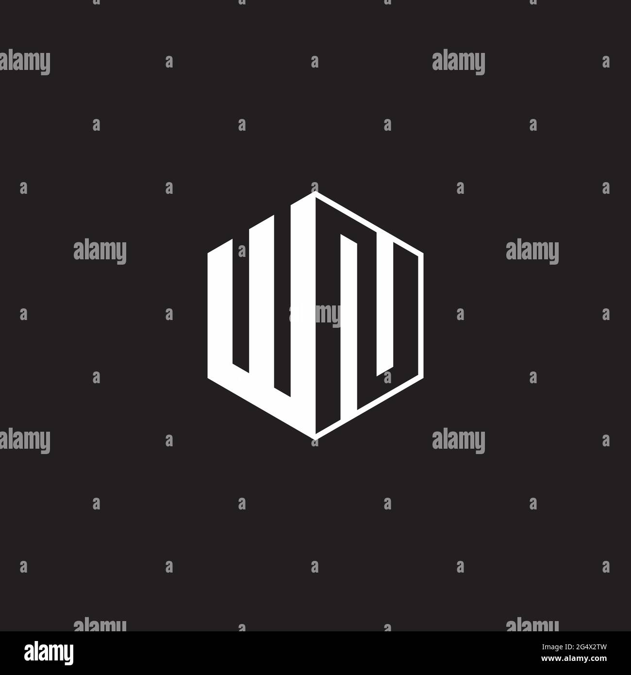 WN N W NW Logo monogram hexagon with black background negative space ...