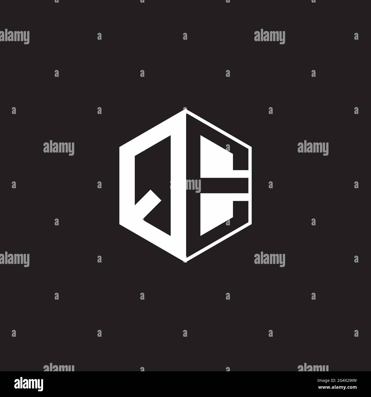QE Q E EQ Logo monogram hexagon with black background negative space ...