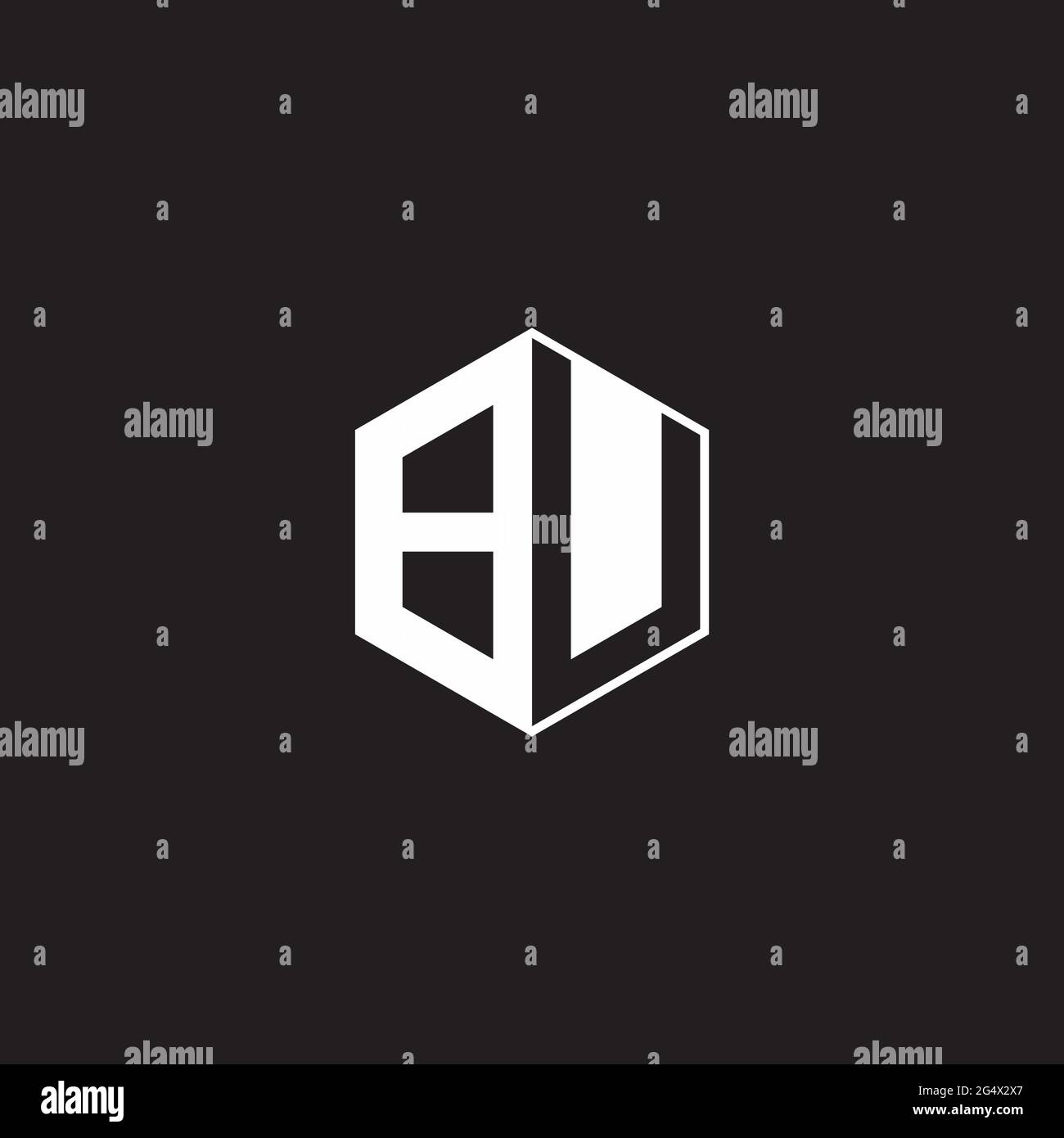 BU B U UB Logo monogram hexagon with black background negative space ...