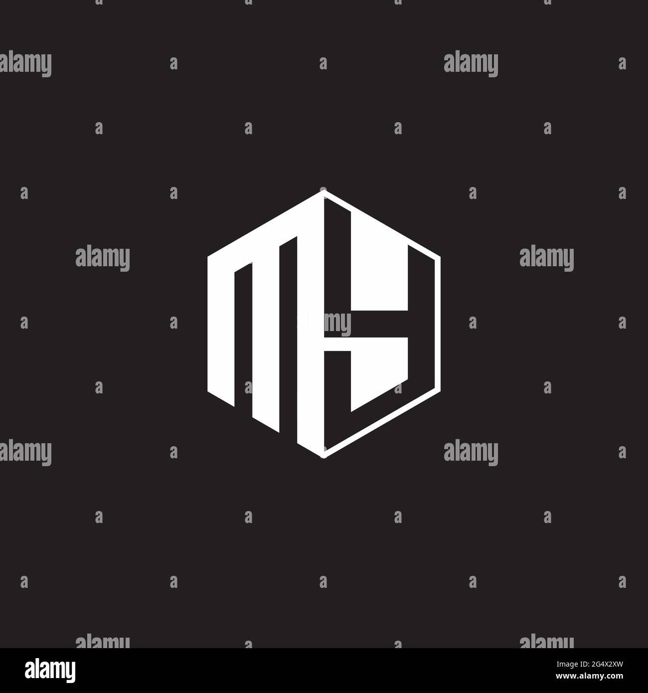 MY M Y YM Logo monogram hexagon with black background negative space ...