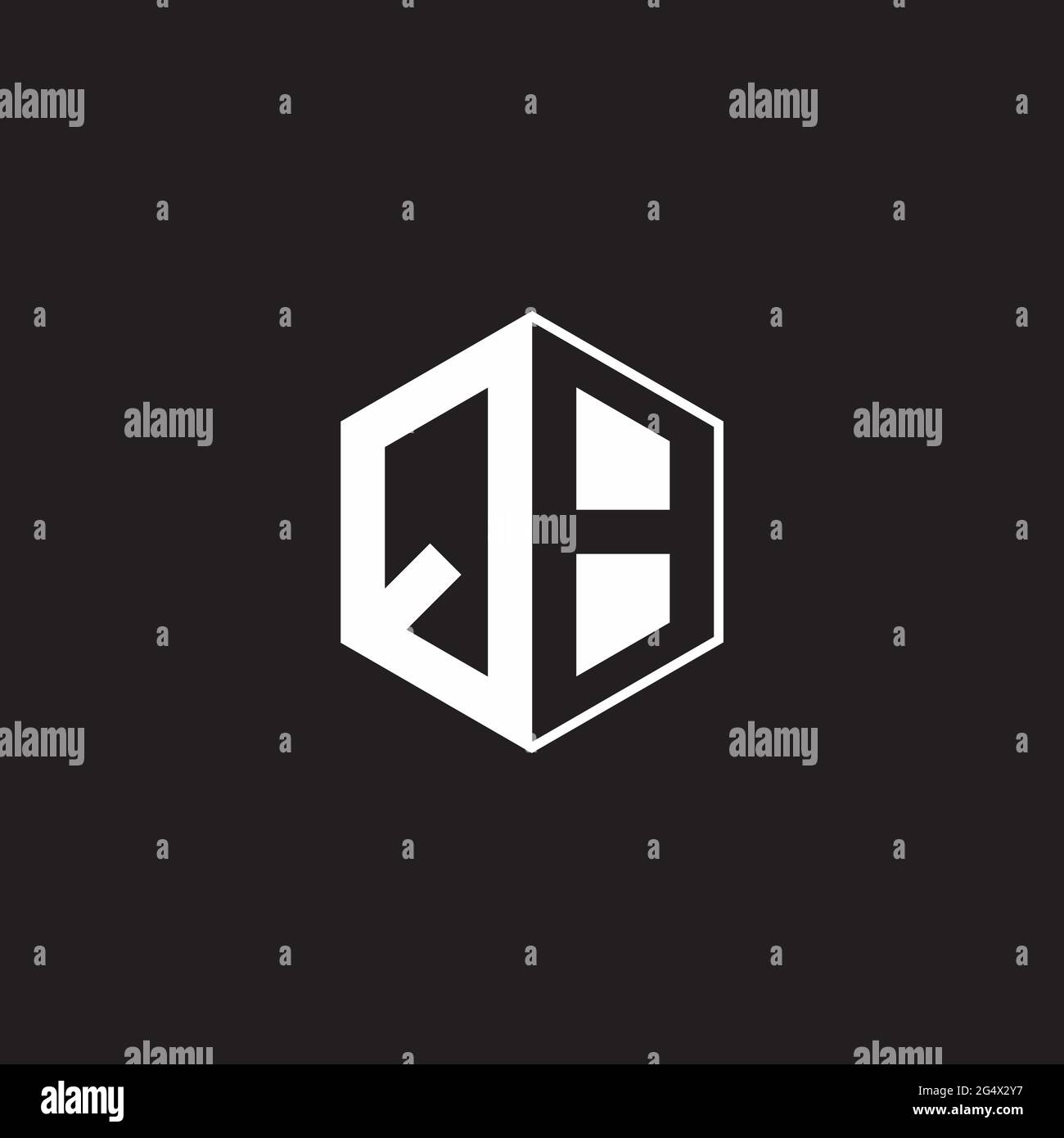 QB Q B BQ Logo monogram hexagon with black background negative space ...