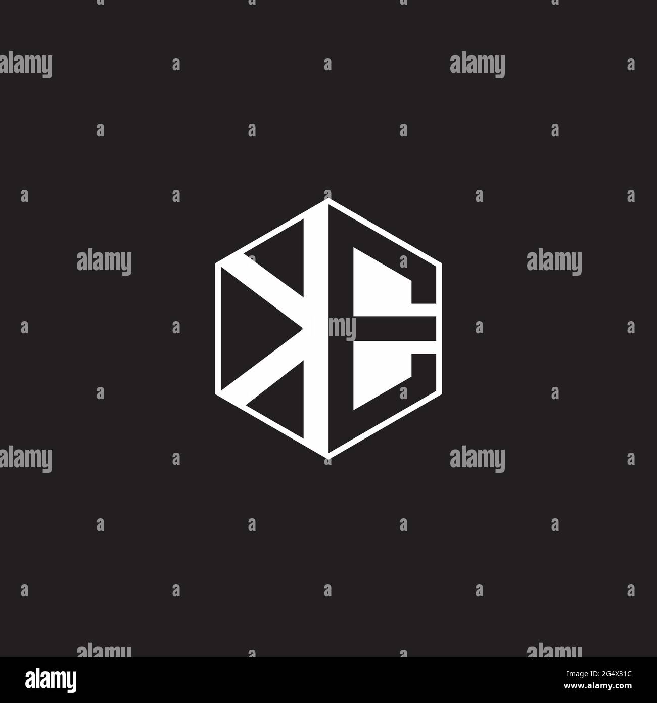 KE K E EK Logo monogram hexagon with black background negative space style Stock Vector Image ...