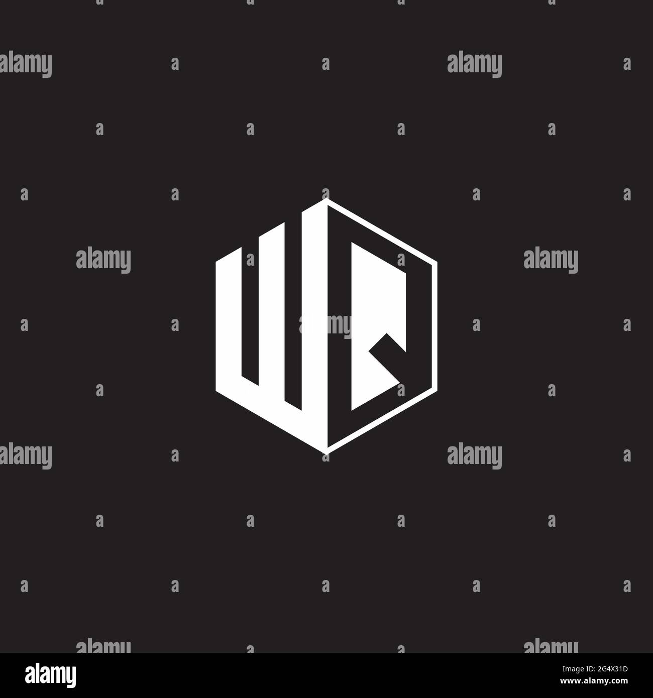 WQ W Q QW Logo monogram hexagon with black background negative space ...