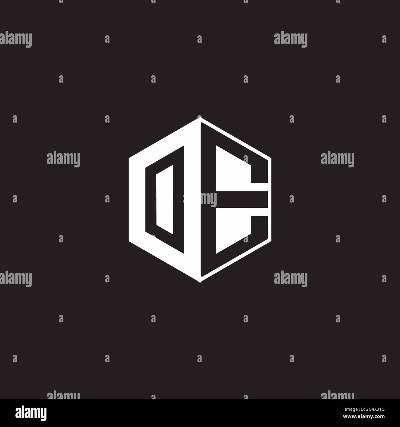 OE O E EO Logo monogram hexagon with black background negative space ...