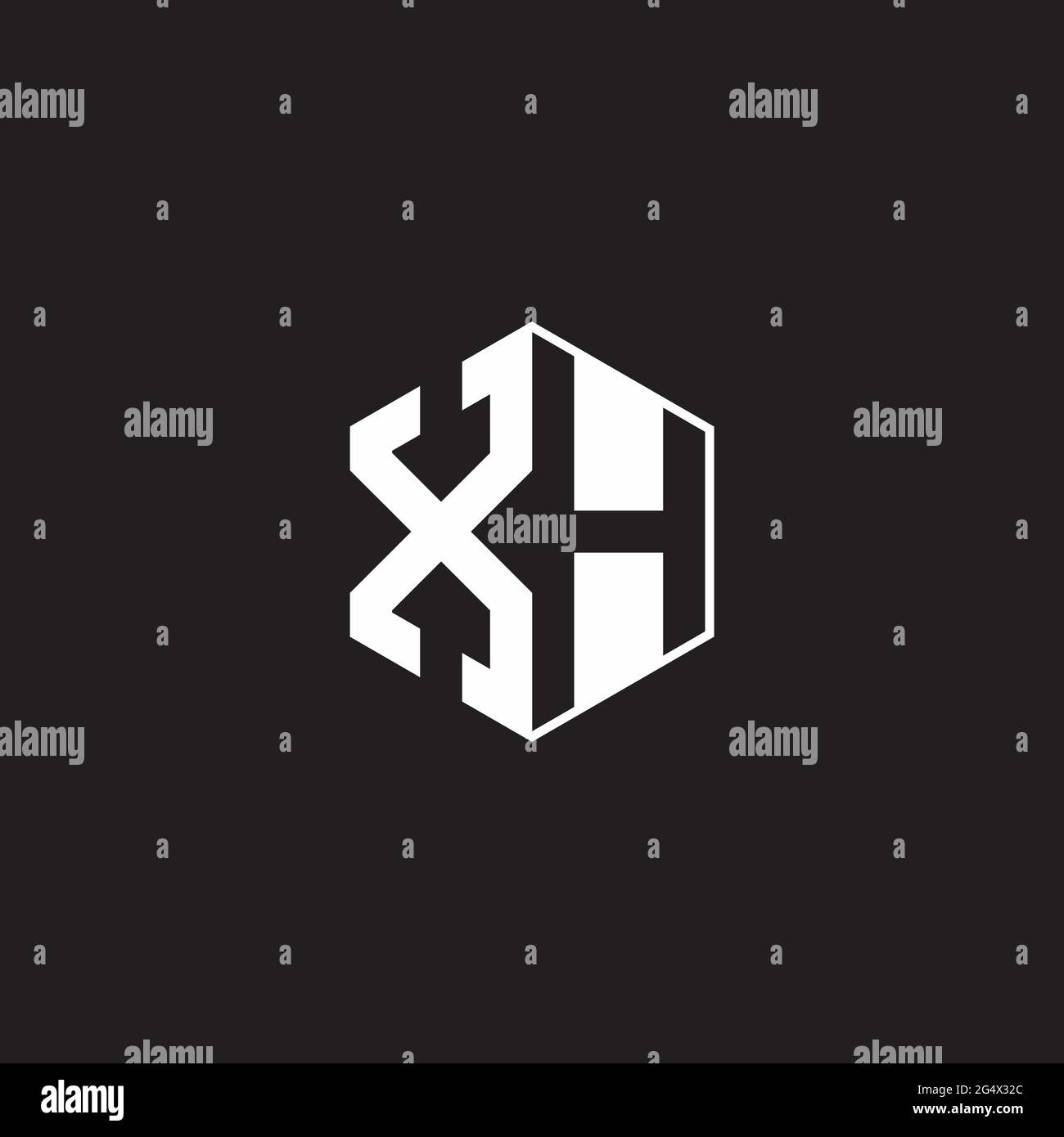 XH X H HX Logo monogram hexagon with black background negative space ...