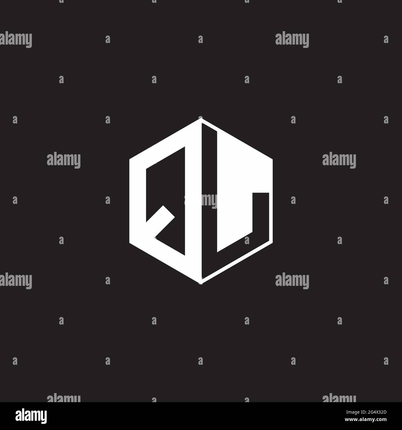 QL Q L LQ Logo monogram hexagon with black background negative space ...
