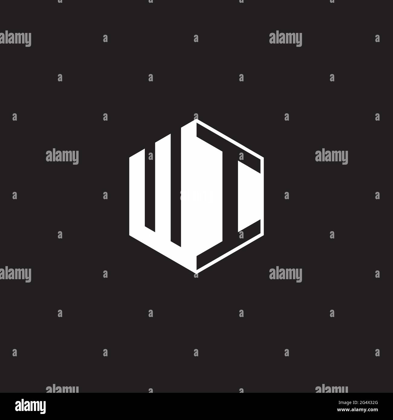 WI W I IW Logo monogram hexagon with black background negative space ...