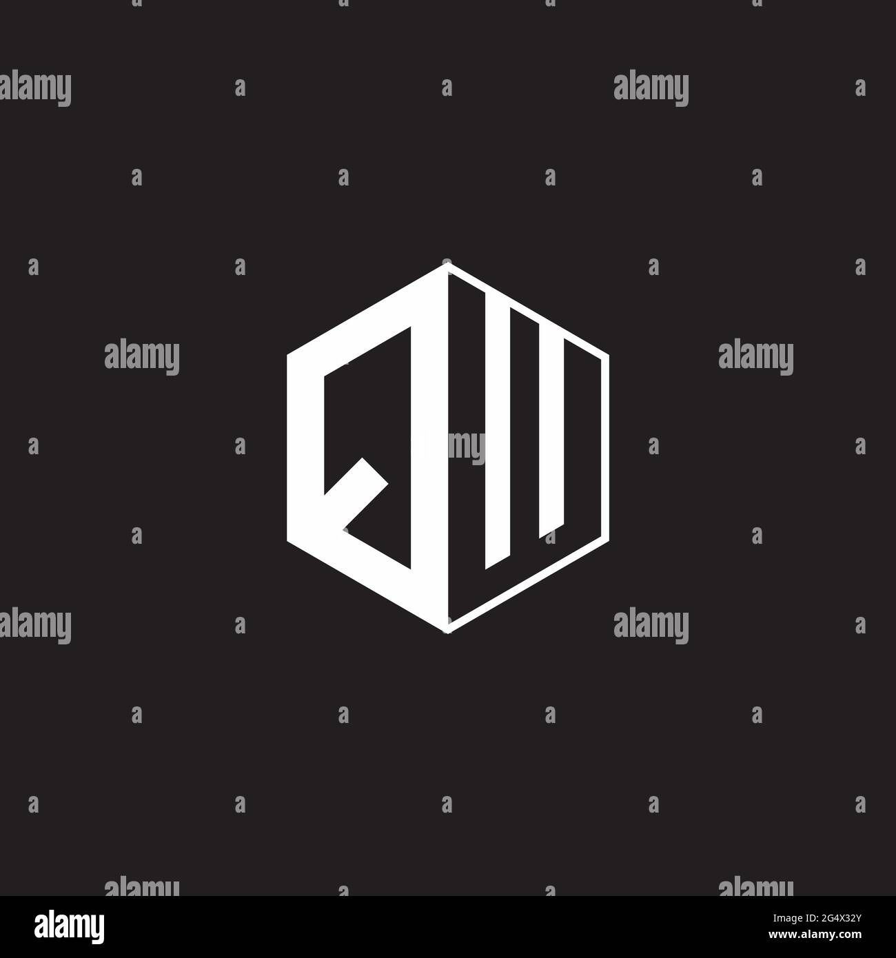 QW Q W WQ Logo monogram hexagon with black background negative space ...