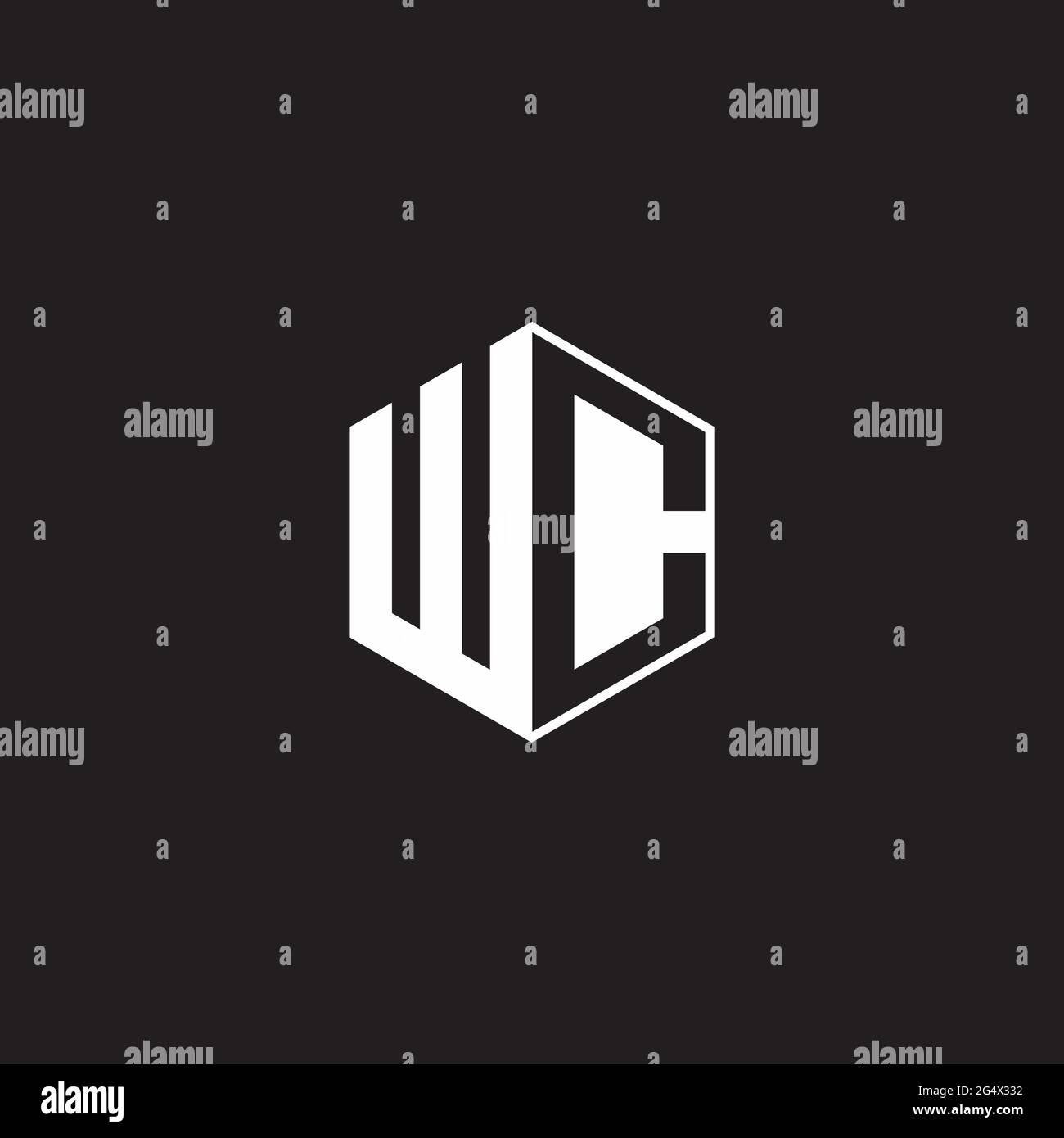 WC W C CW Logo monogram hexagon with black background negative space ...