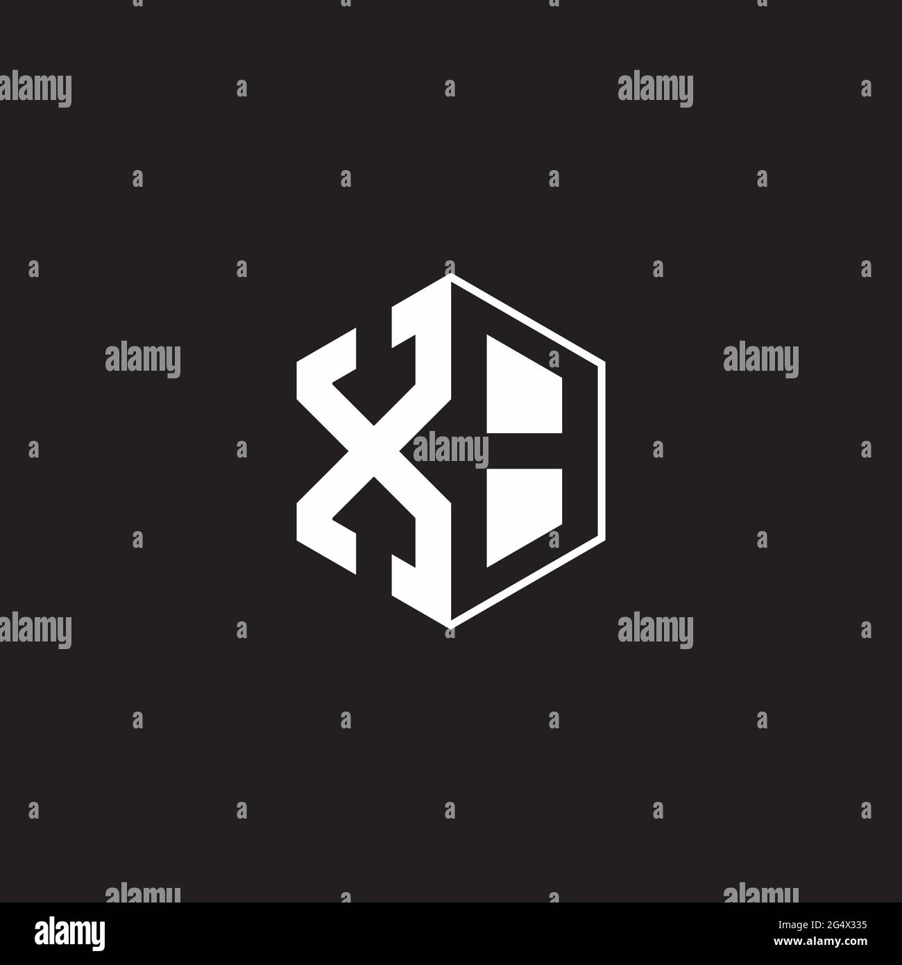 XB X B BX Logo monogram hexagon with black background negative space ...