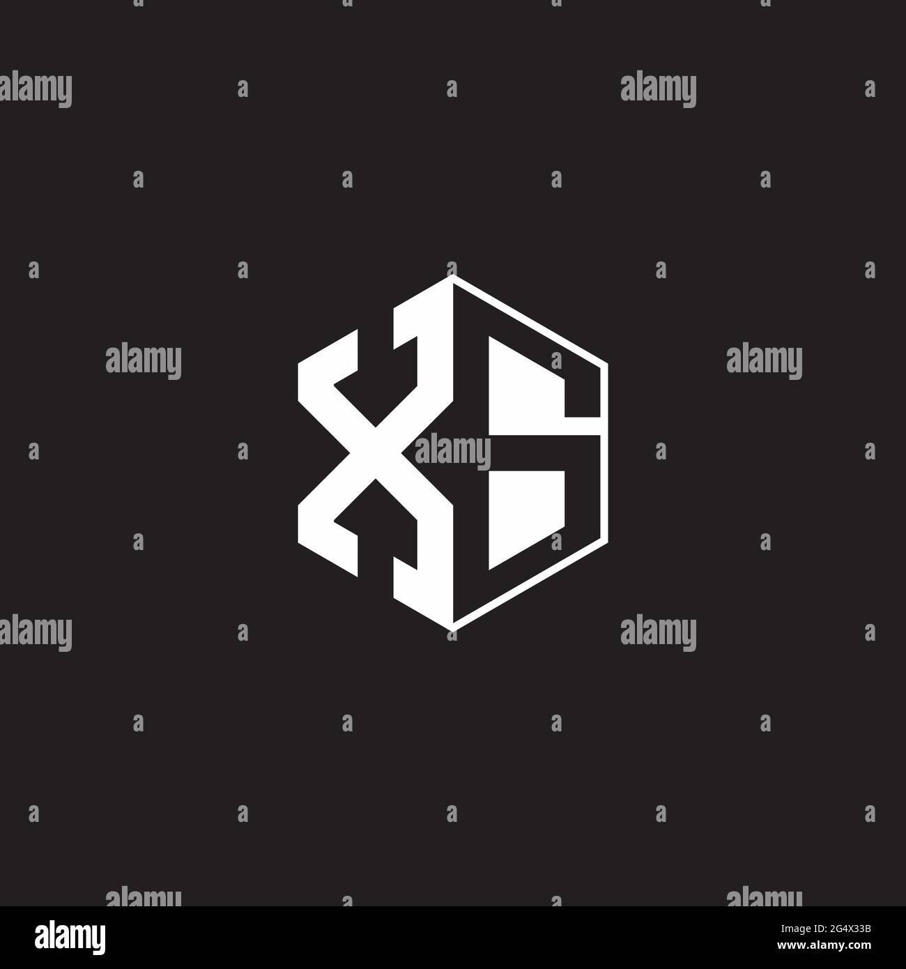 XG X G GX Logo monogram hexagon with black background negative space ...