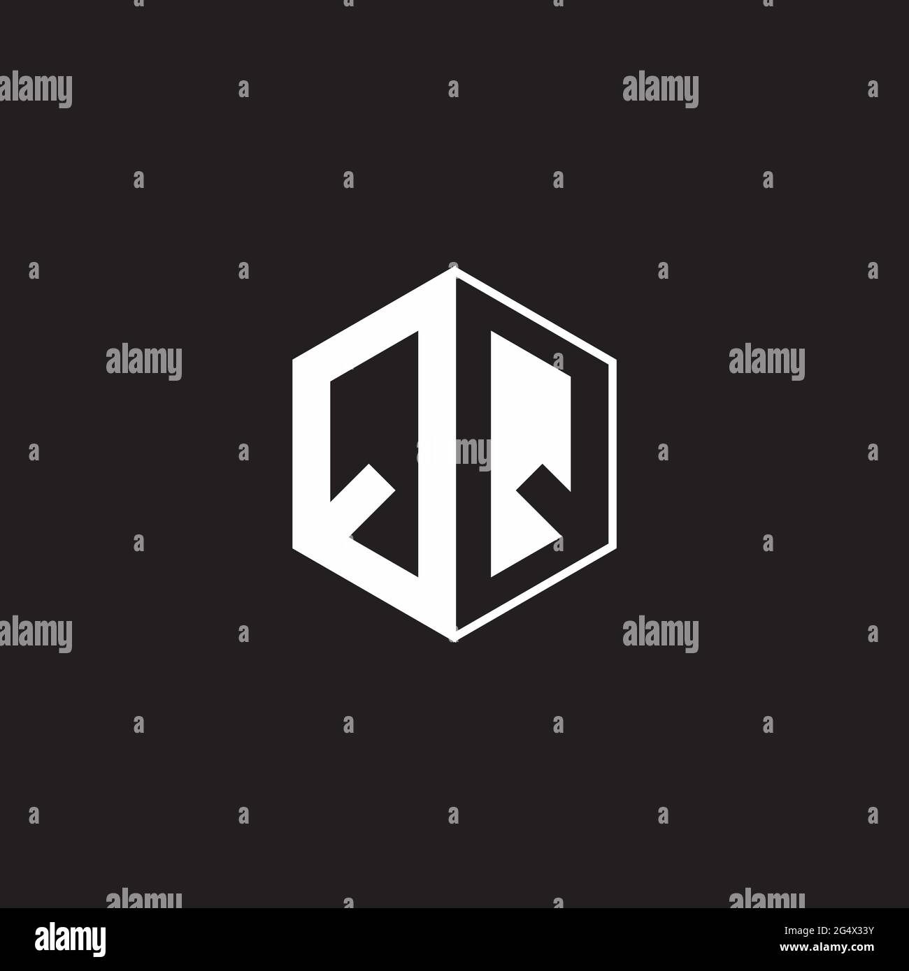 QQ Q Logo monogram hexagon with black background negative space style ...