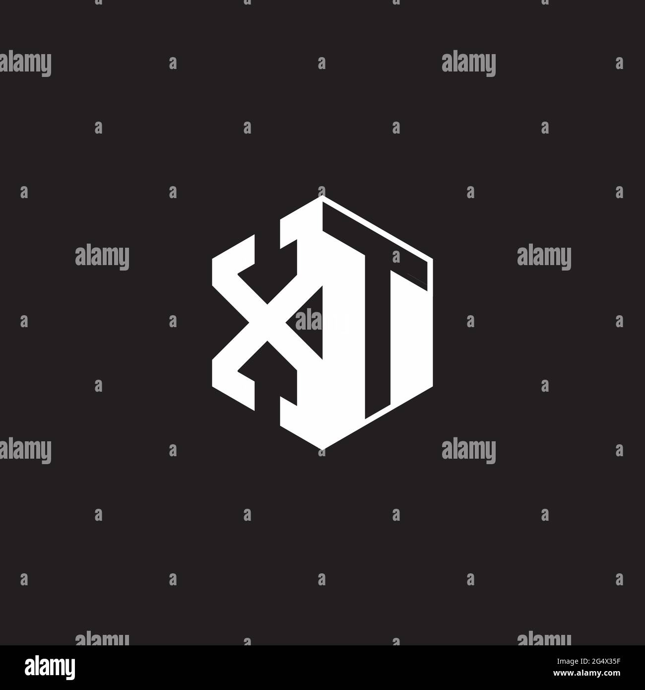 XT X T TX Logo monogram hexagon with black background negative space ...
