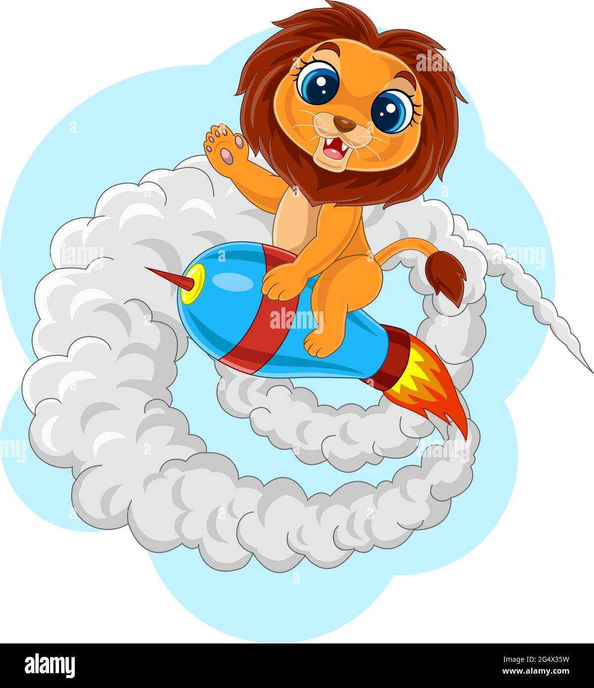 Cartoon baby lion riding rocket Stock Vector Image & Art - Alamy