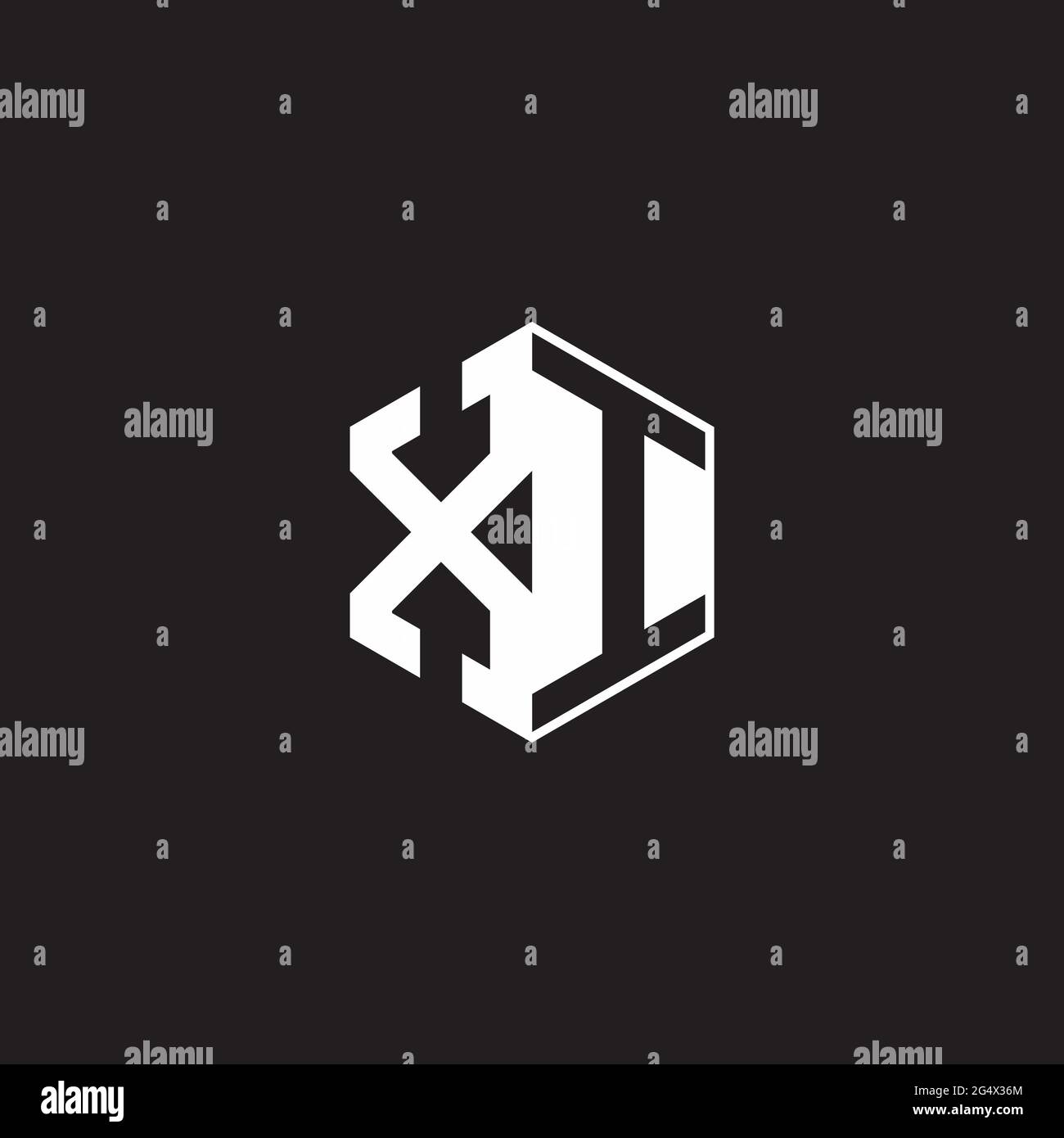 XI X I IX Logo monogram hexagon with black background negative space ...