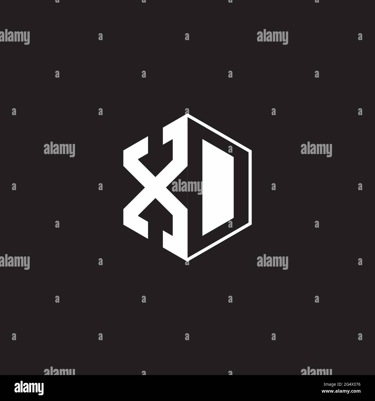 XD X D DX Logo monogram hexagon with black background negative space ...